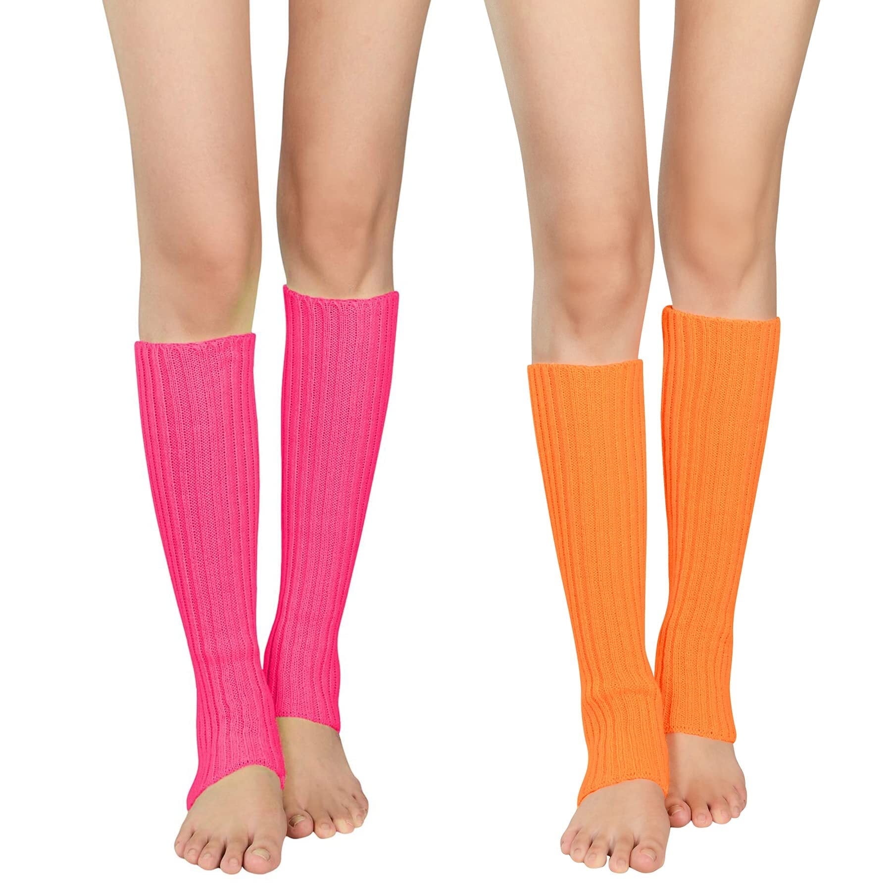 Zando 2 Packs 80s Leg Warmers for Women Girls Ribbed Knit Leg Warmer ...