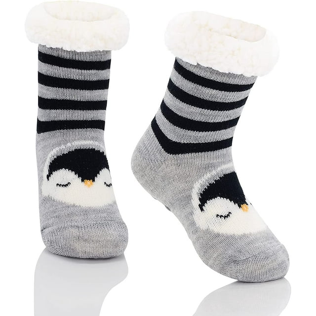 Zando Kids Girls Boys Slipper Socks Christmas Warm Fleece Fuzzy Socks ...