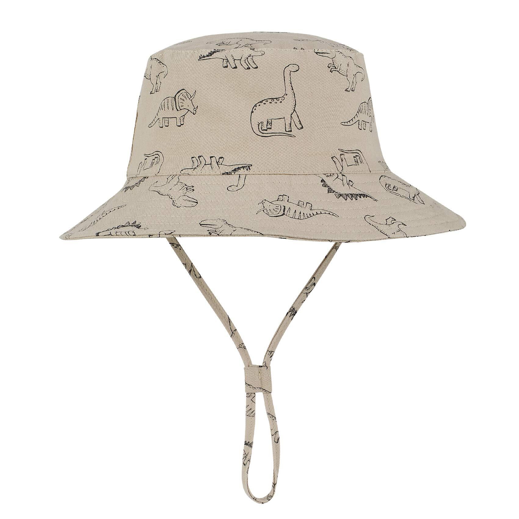 Zando Kids Sun Hat, Cotton Bucket Hats with UPF50+ Protection, Dinosaur Pattern, Khaki, 12-24 ...