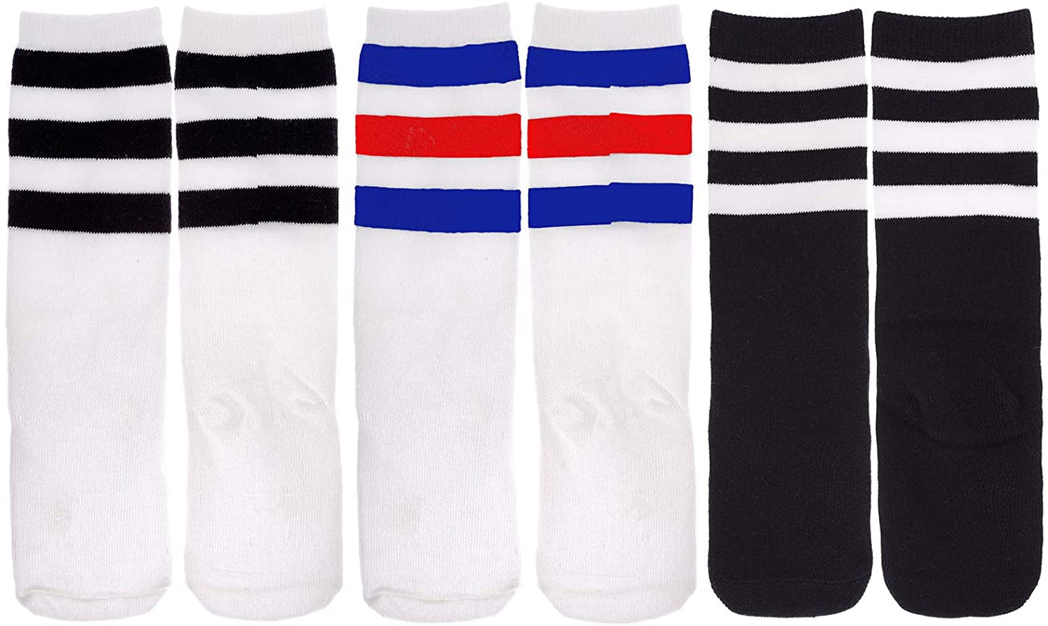 Zando Kids Toddler Soccer Socks Knee High Tube Socks Three Stripes ...