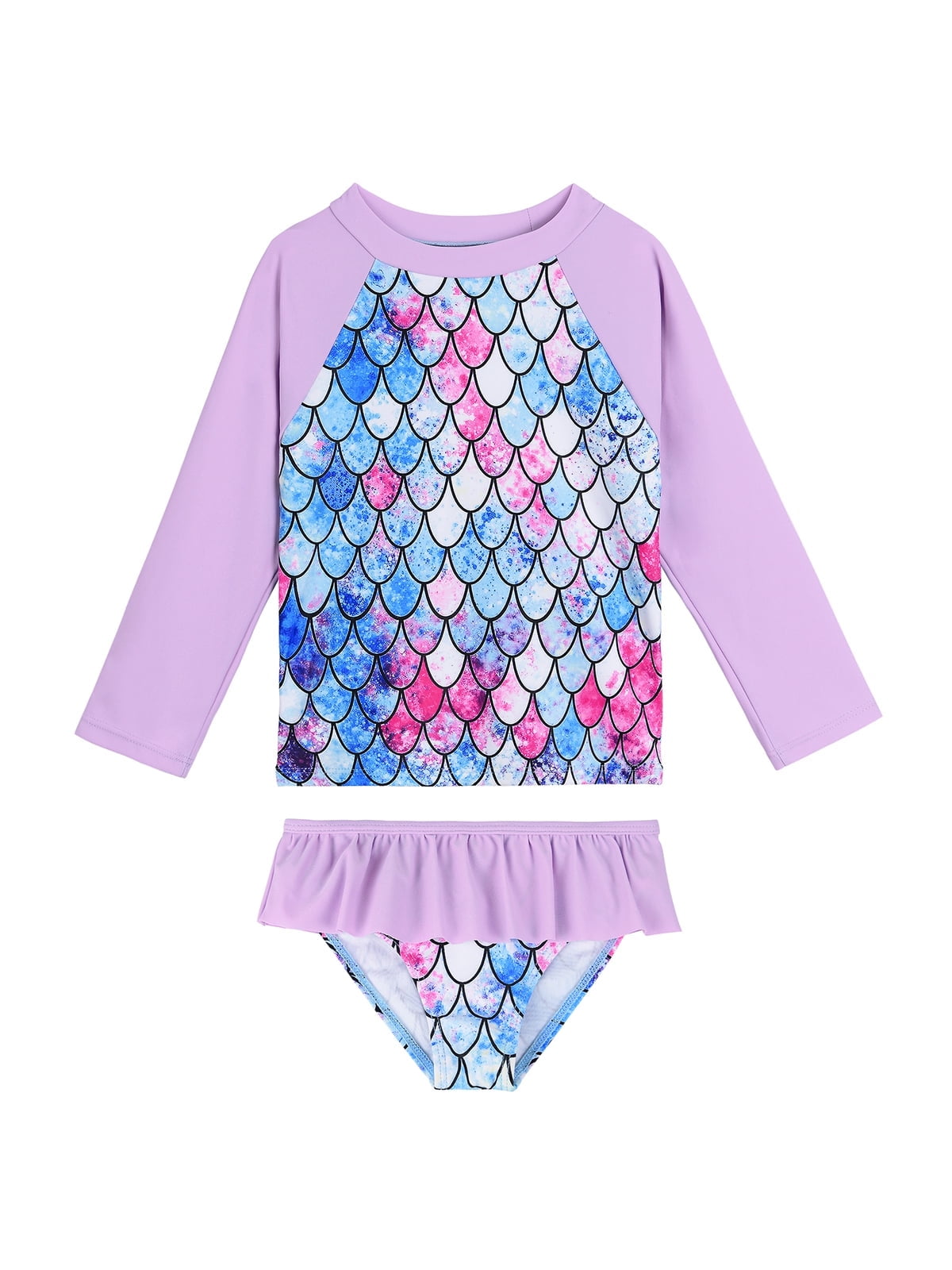 Zando Toddler Girl Rash Guard Sets Swimsuit Long Sleeve Top and Elastic ...