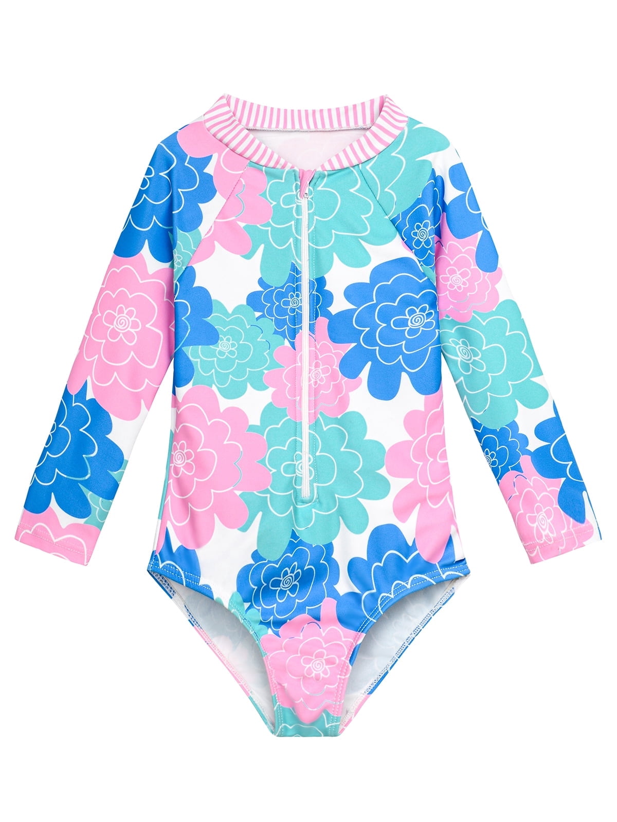 Zando Toddler Girl Long Sleeve One Piece Swimsuit Little Girl Quick Dry ...