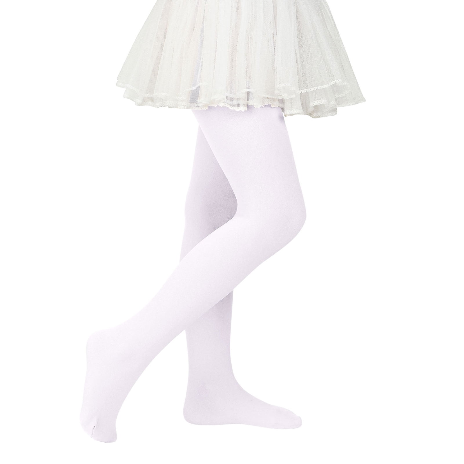 Zando Kids Ultra Soft Ballet Tights, Footed Dance Stockings, White, XL ...