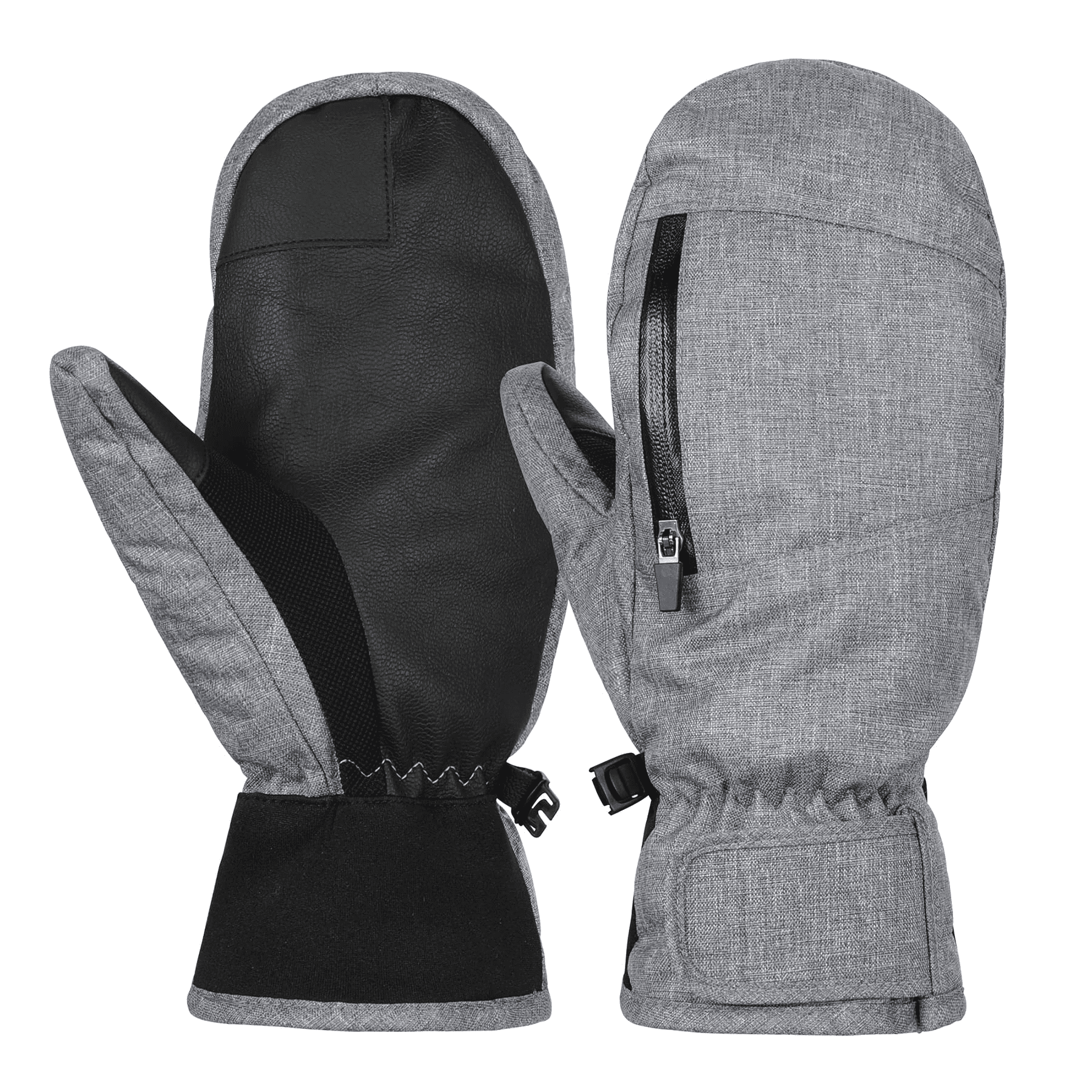 Zando Unisex Leather Winter Snowboard Mittens, Waterproof Touch Screen ...