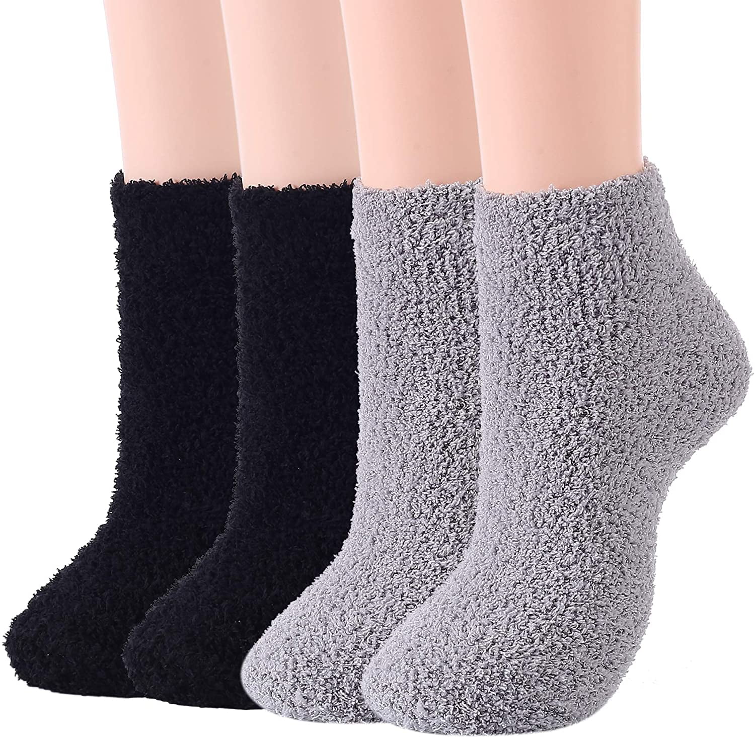 Zando Women's Ultra Soft Fuzzy Slipper Socks, Warm Microfiber Crew ...