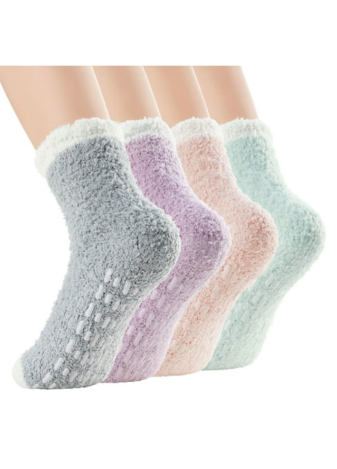 Luxury Divas Colorful Ballet Slipper Non-Slip Fuzzy Socks 6-Pack ...