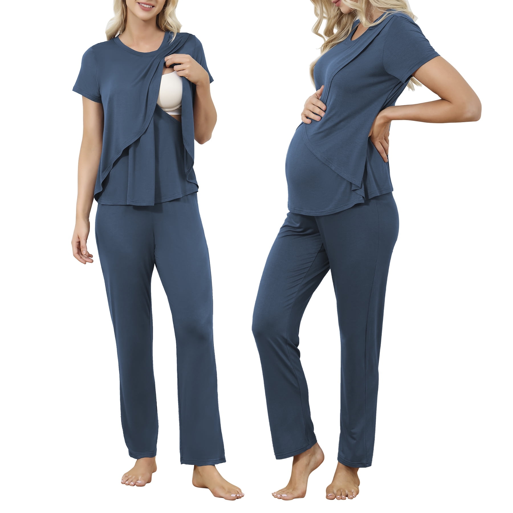Zando Womens Maternity Nursing Pajamas Set Layer Soft Postpartum Lounge ...