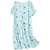 American Trends Casual Women's Long Sleeve Cotton Nightgown, Soft Sleep ...