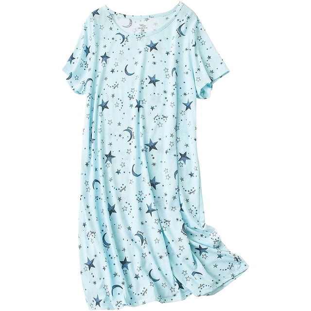 Zando Womens Cotton Nightgowns Cartoon Printed Sleep Shirts Long ...