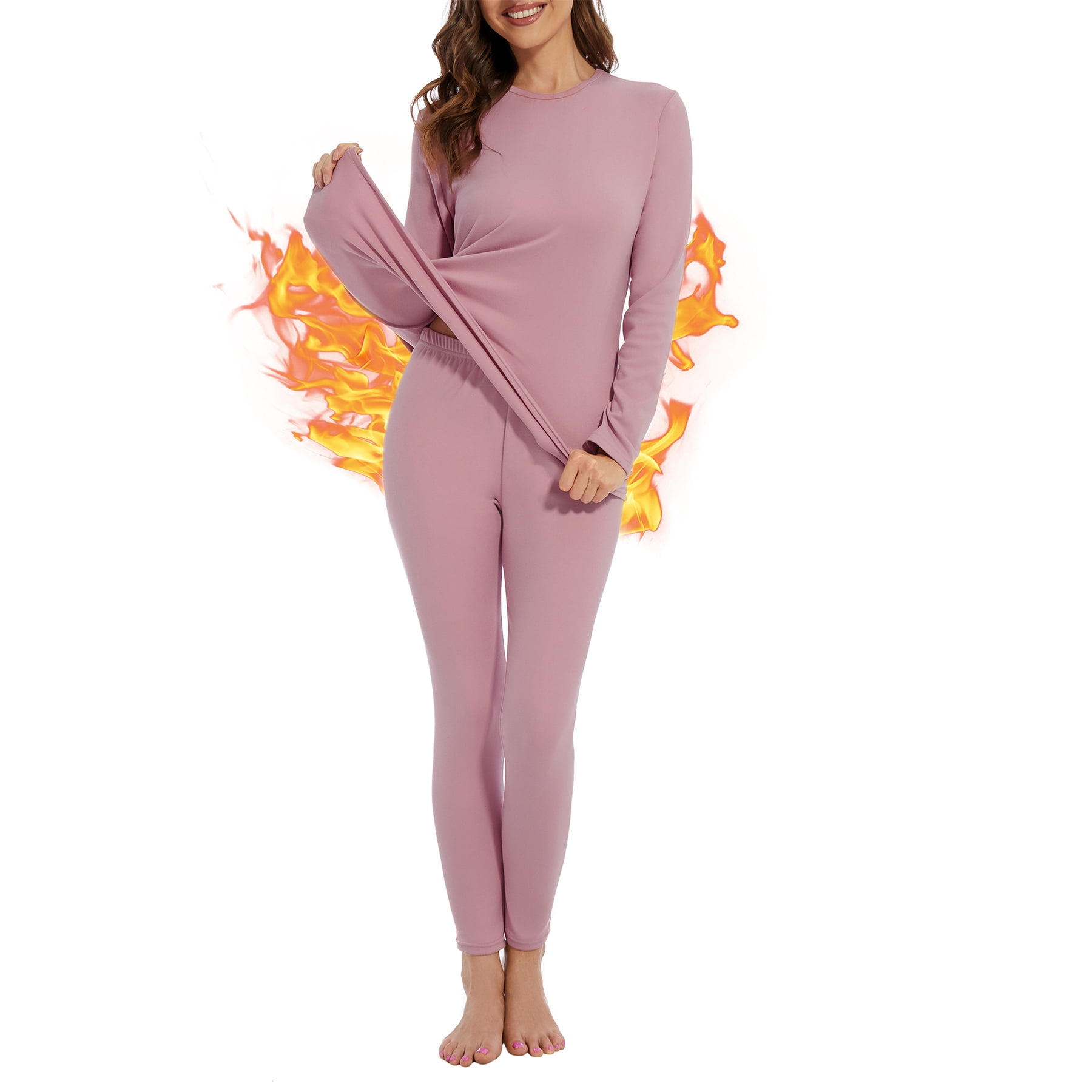 Zando Women's Ultra-Soft Thermal Underwear Set, Fleece Lined Long Johns, Winter Base Layer ...
