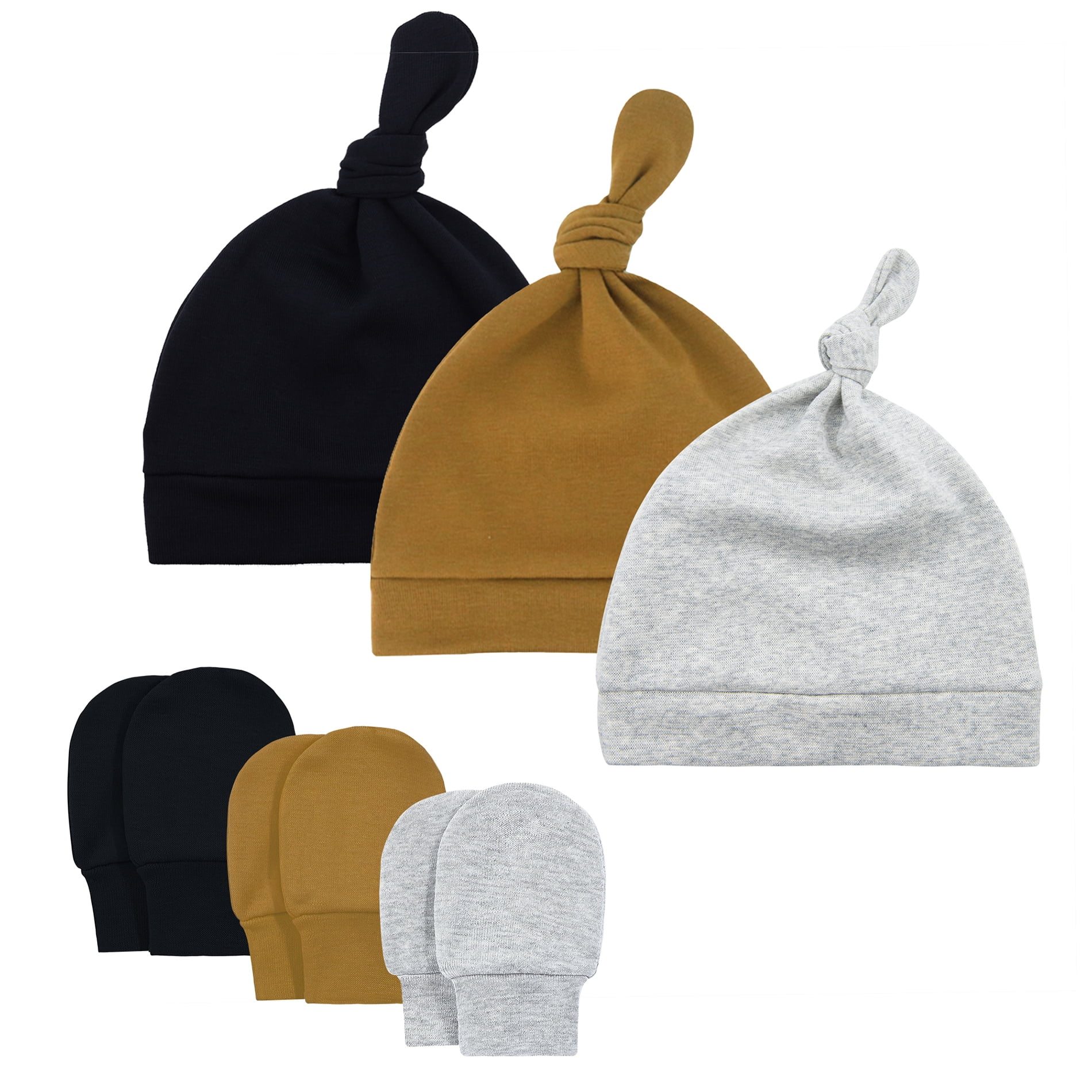 Zando Knot Warm Toddler Beanie Hats No Scratch Baby Mittens Newborn ...