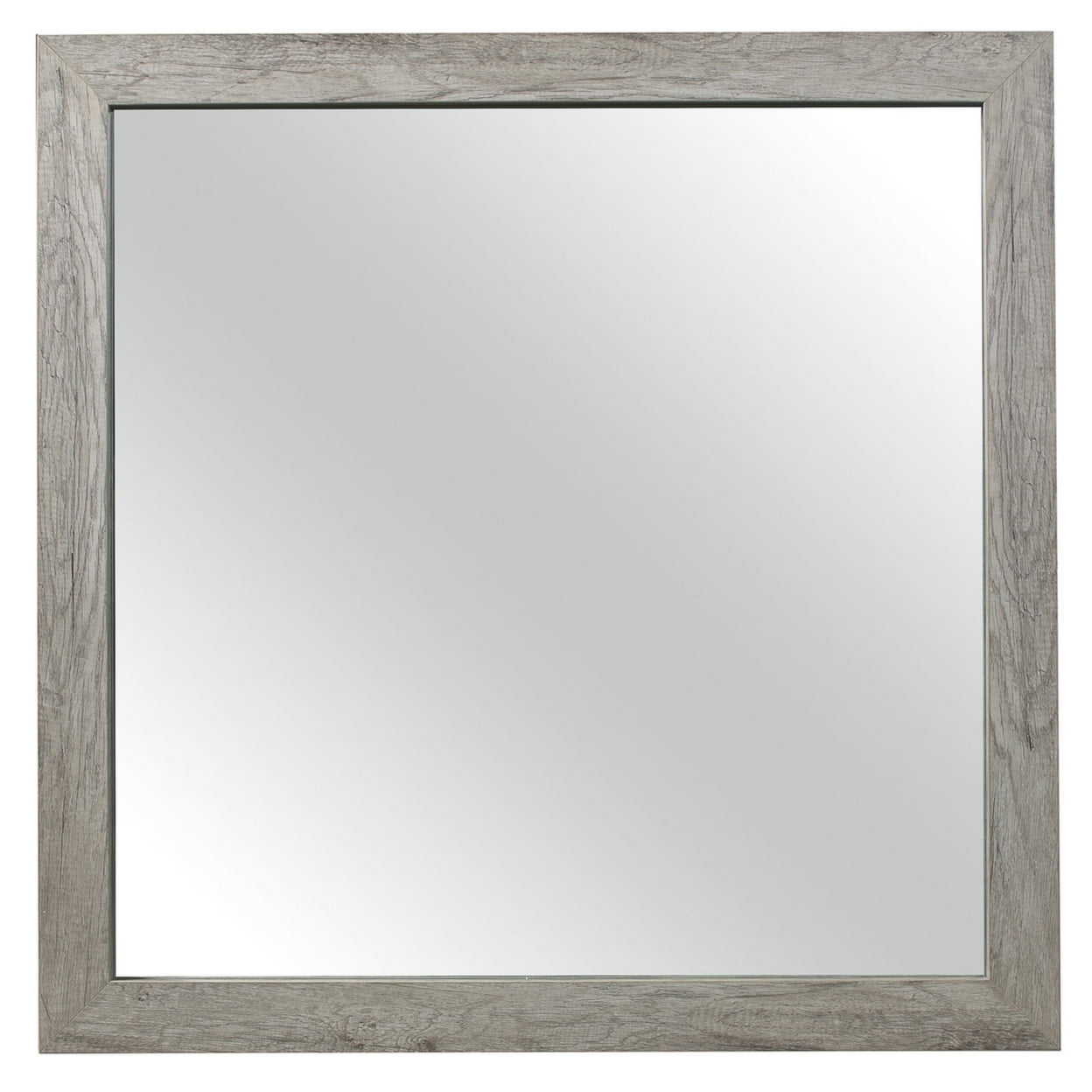 Zane 39 Inch Transitional Mirror, Square Wood Frame, Weathered Gray ...