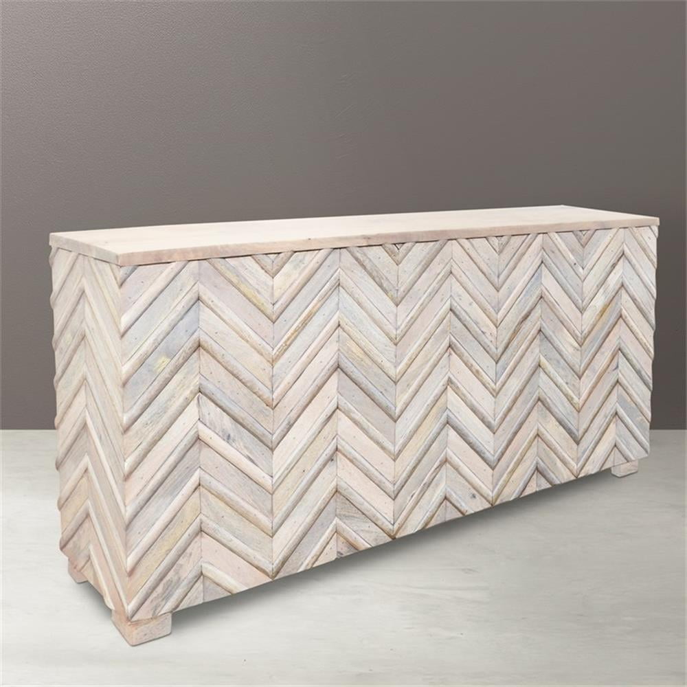 Zane Mango Solid Wood Console Table with Zig-Zag Pattern in White Wash - Walmart.com