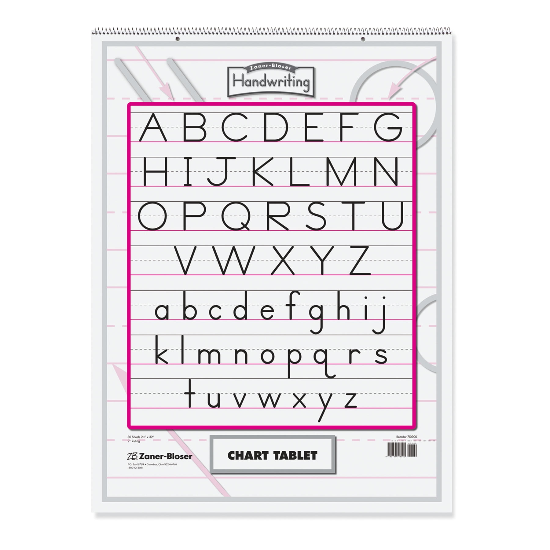 Zaner-Bloser Chart Tablet, Manuscript Cover, 2" Ruled 24" x 32", 30 ...