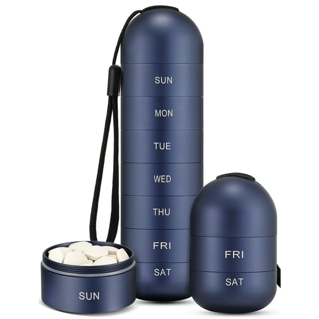 Zannaki Metal Moisture Proof Weekly Pill Organizer, Stackable Aluminum ...