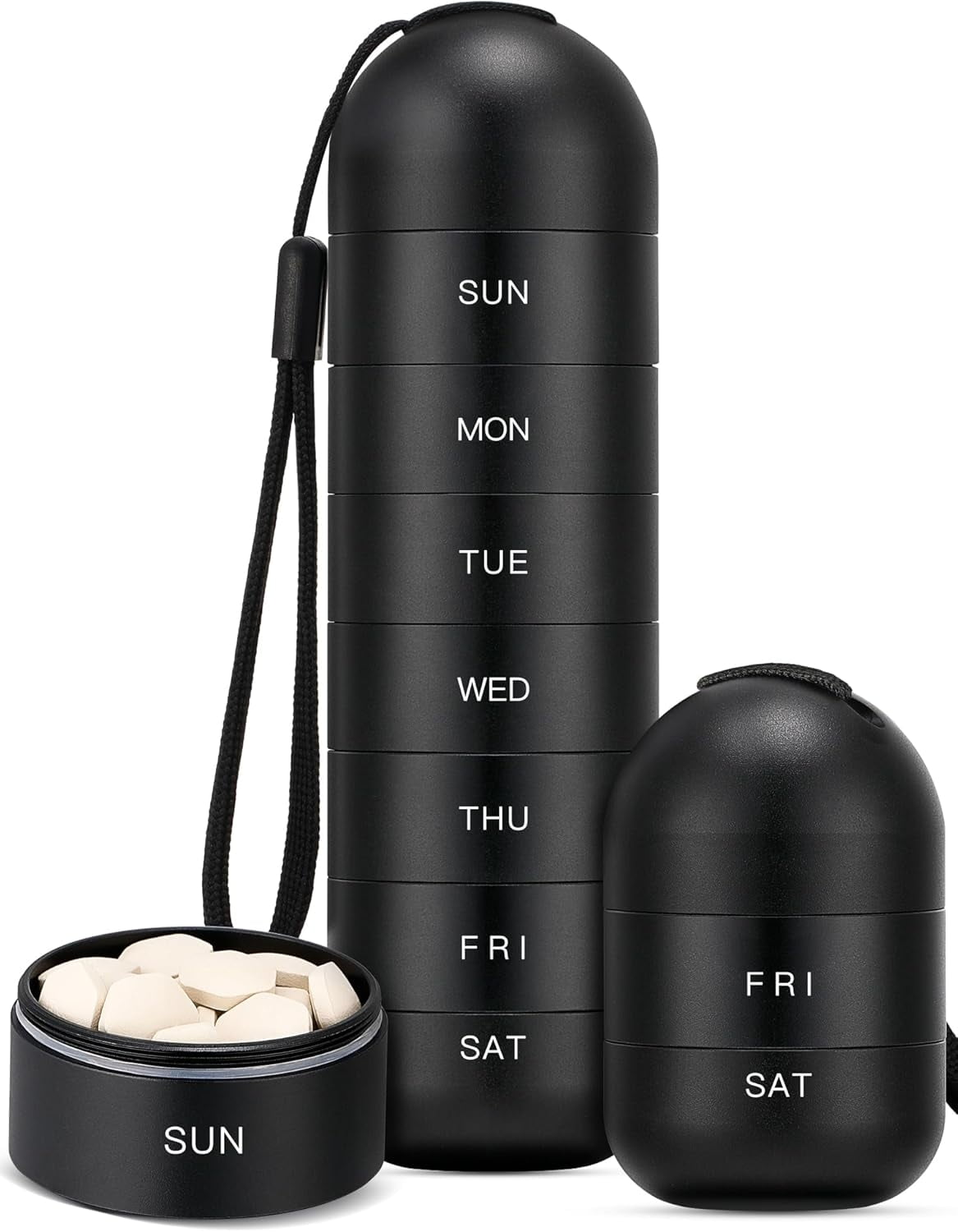 Zannaki Metal Moisture Proof Weekly Pill Organizer, Stackable Aluminum ...
