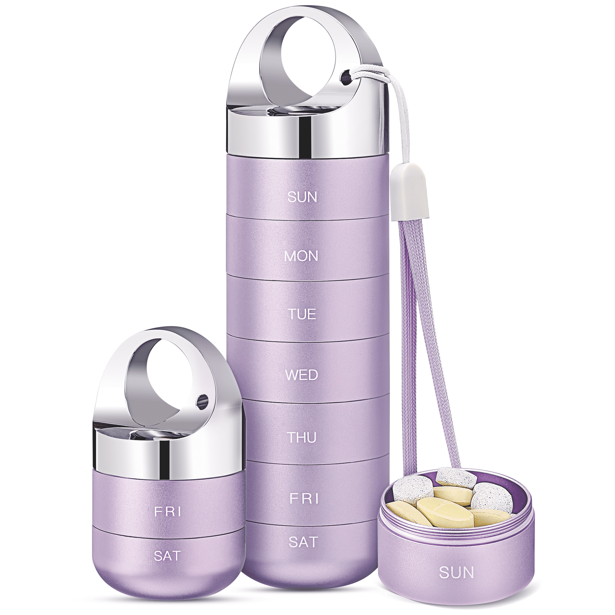 Zannaki Metal Travel Pill Organizer, Portable Waterproof Weekly Pill ...