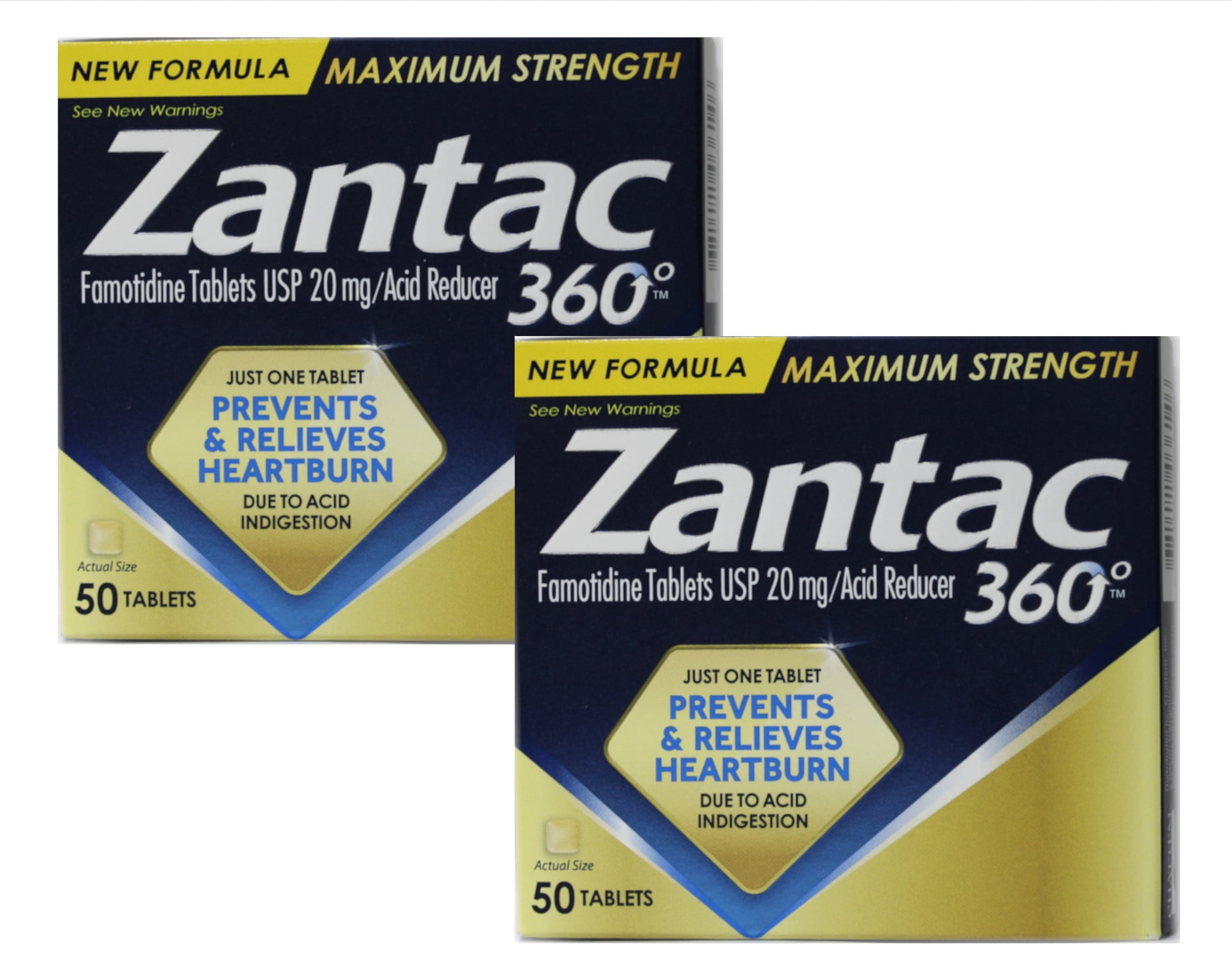 Zantac 360, Strength Formula, 50 Tablets, Pack of 2, Supports Heartburn ...