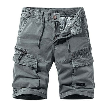 GLESTORE Men's Shorts Mid Waist Straight 5 Points Male Gray 30 ...