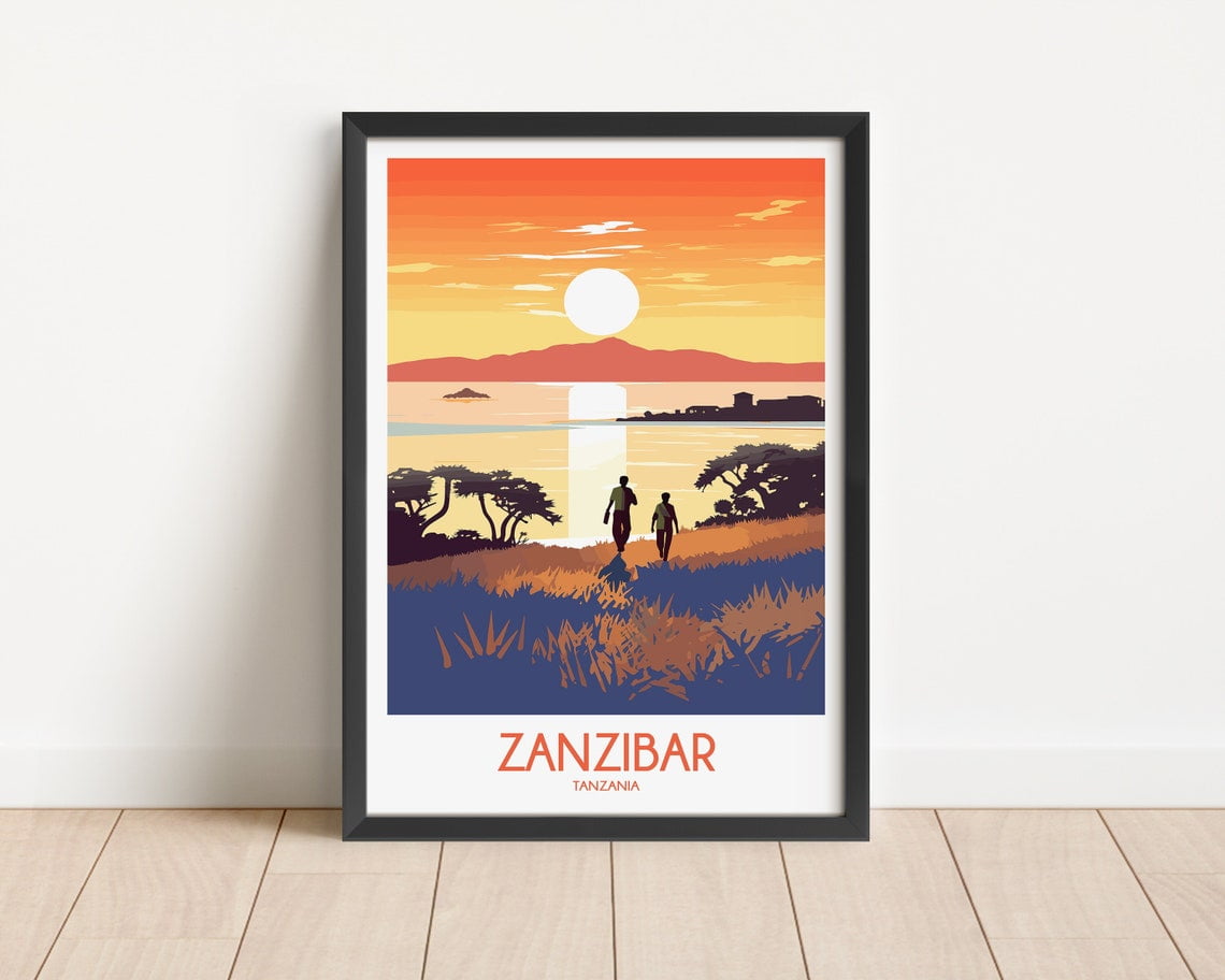Zanzibar Poster Tanzania Scenic Coastal Art Print, Unframed Canvas Size ...
