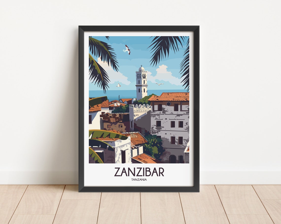 Zanzibar Poster Tanzania Scenic Coastal Wall Art Print, Unframed Canvas ...