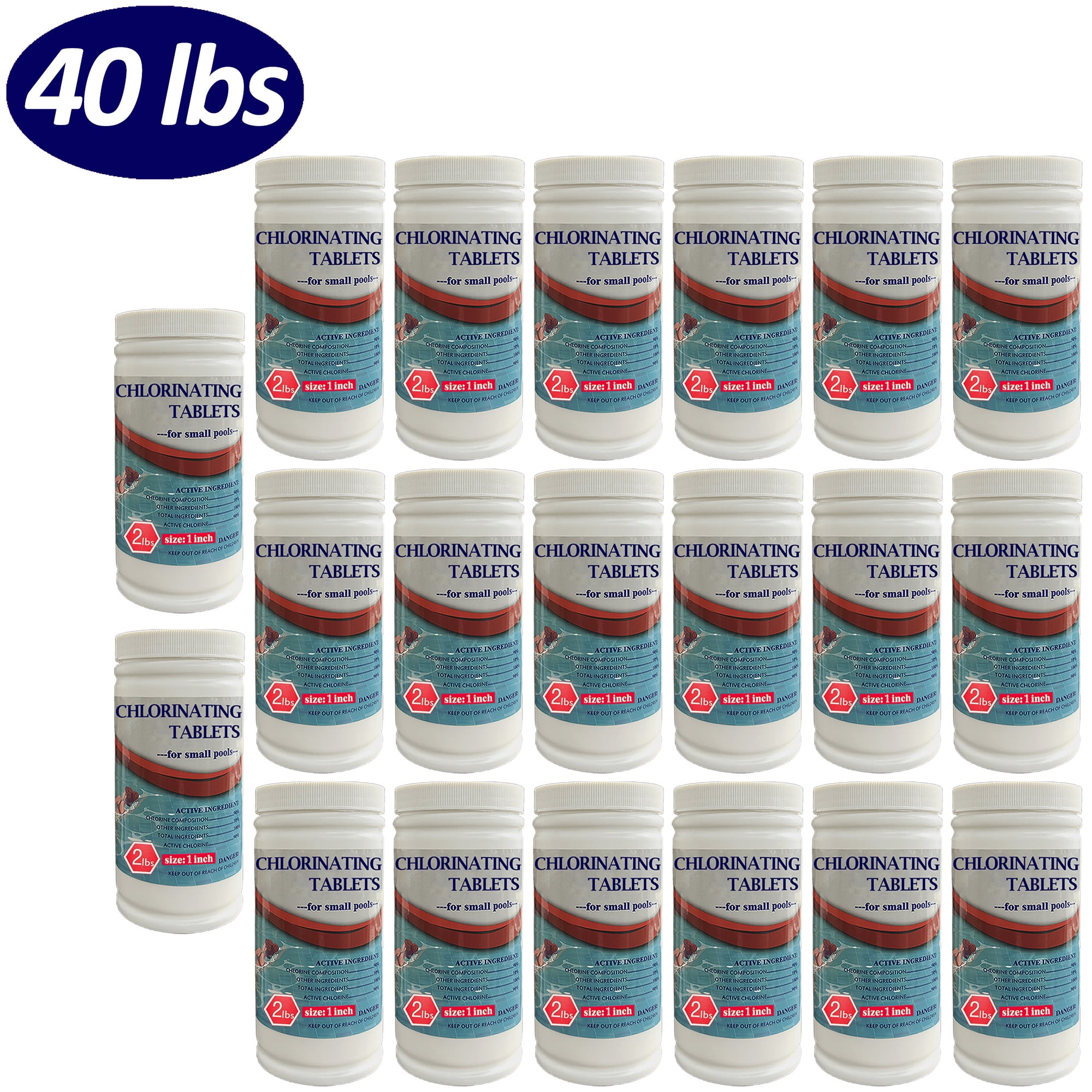 Zanzio 40LB Chlorine Tablet for Swimming Pool 1 inch Chlorine Tablets ...