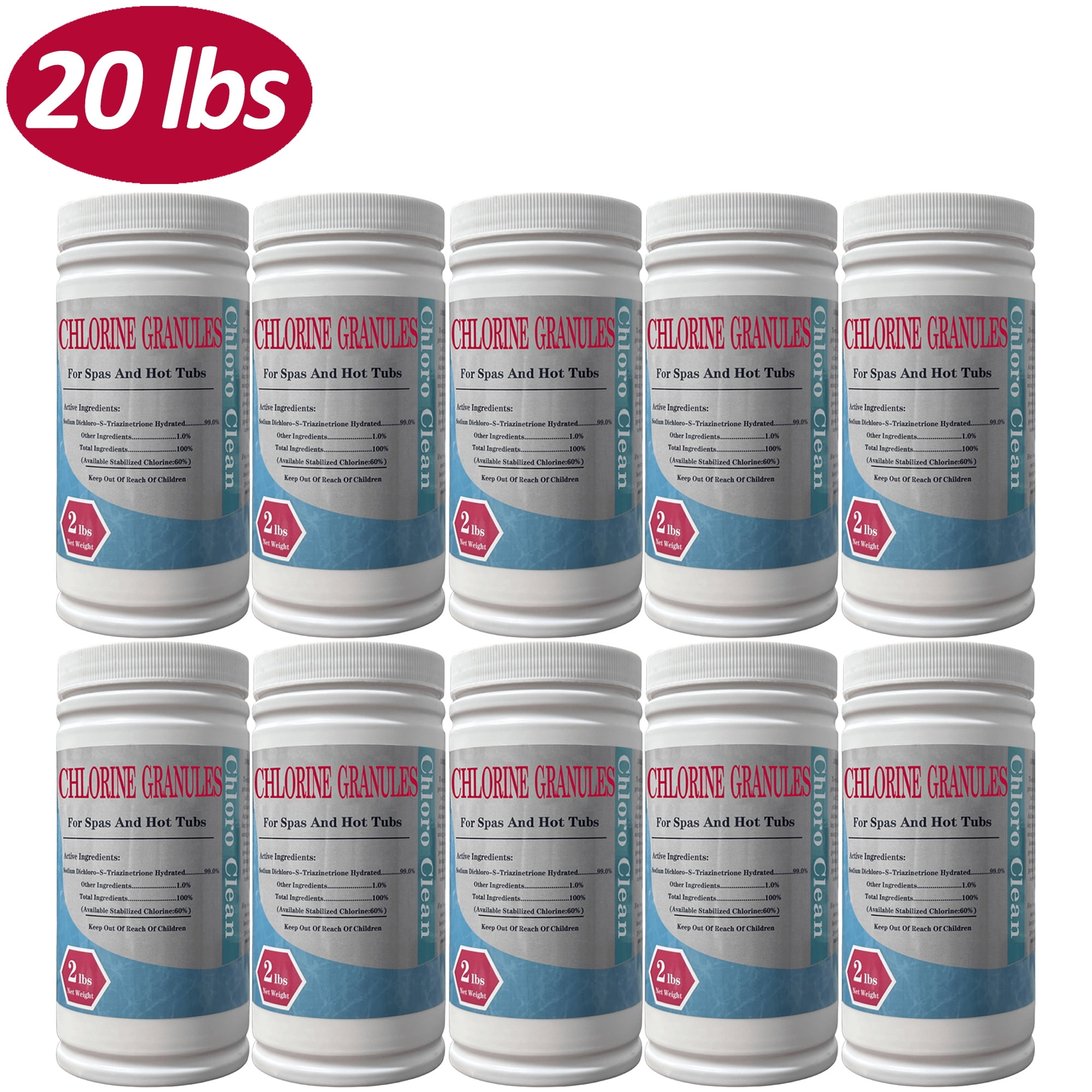 Zanzio Di-Chlor Granular Chlorine for Spa Hot Tub - 20lbs ...