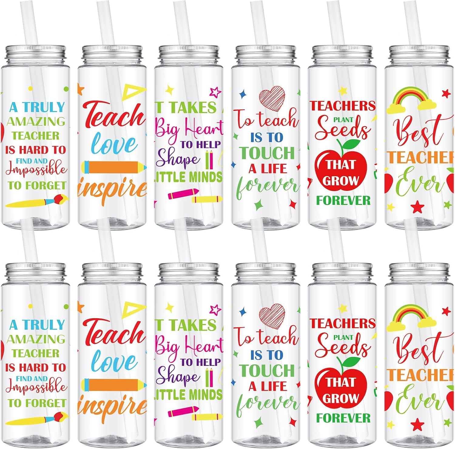 Zaoz 12 Pcs Teacher Appreciation Gifts 14.2oz Thank You Cups with Lids ...
