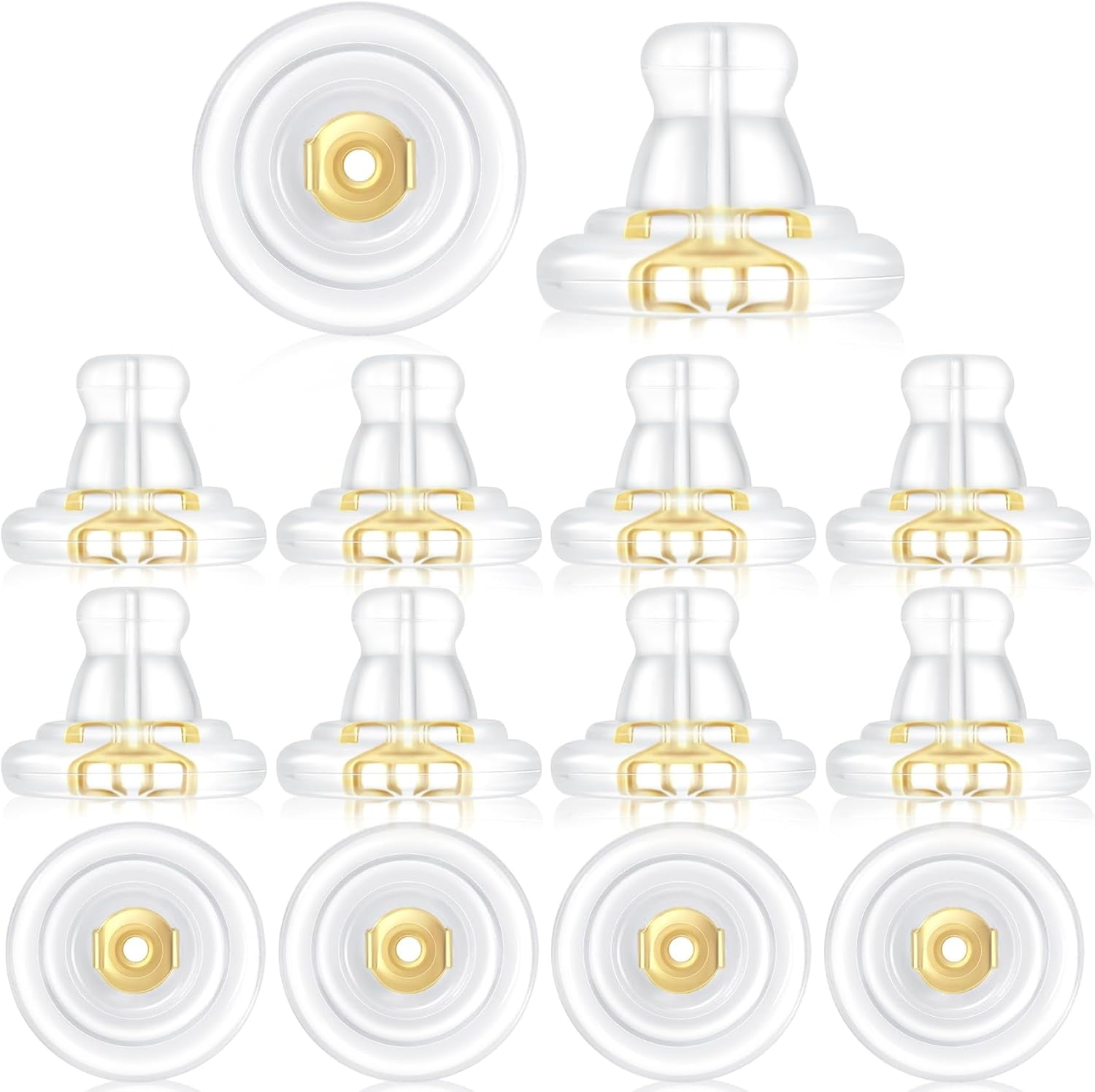 Zaoz 14pcs 18K Gold Silicone Earring Backs for Droopy Ear ...