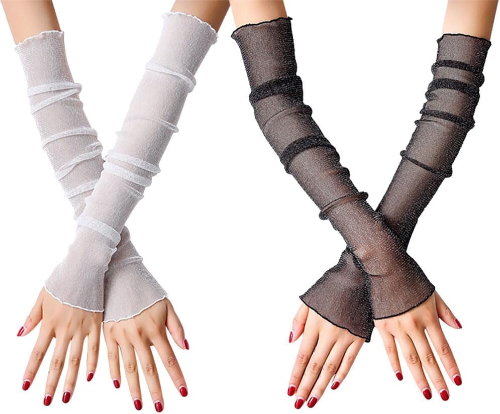 Zaoz 2 Pairs Ultra Thin Arm Sleeve Mesh Cooling Arm Cover Sun ...