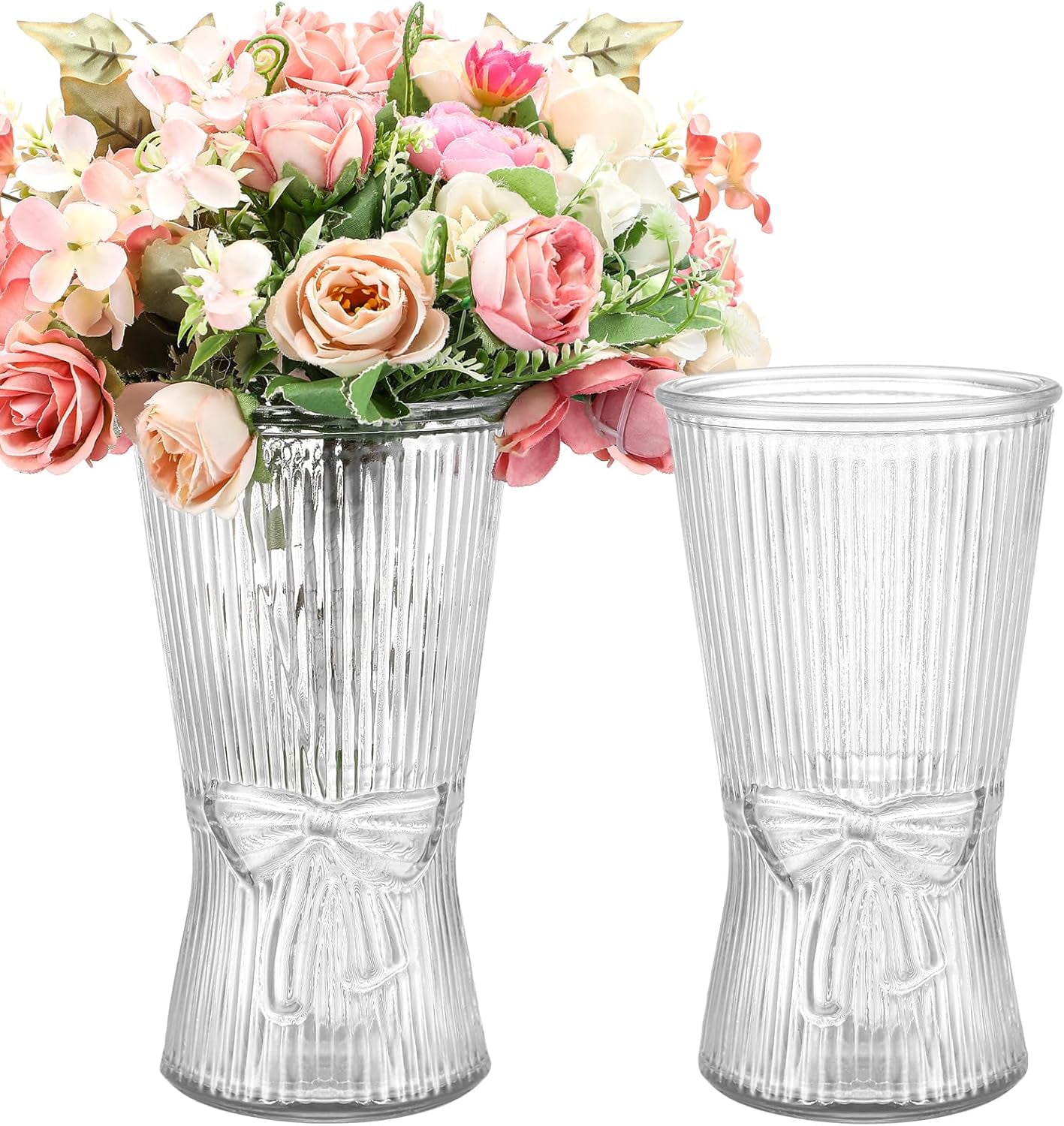 Zaoz 2 Pcs Glass Bow Vase for Centerpieces Coquette Bow Vase ...