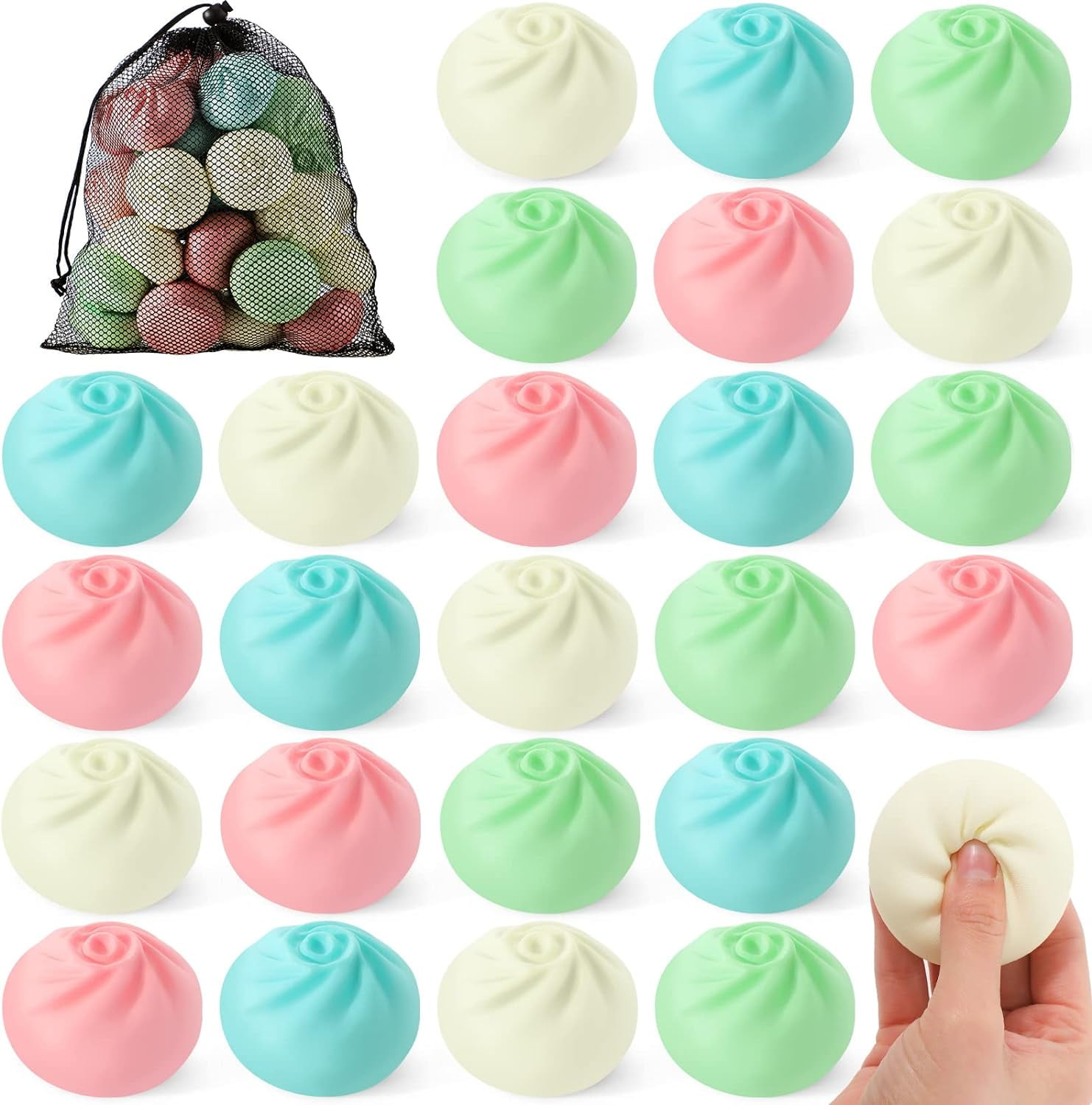 Zaoz 24 Pcs Dumpling Stress Balls Bulk 2.4 Inch Dumpling Fidget Toy ...