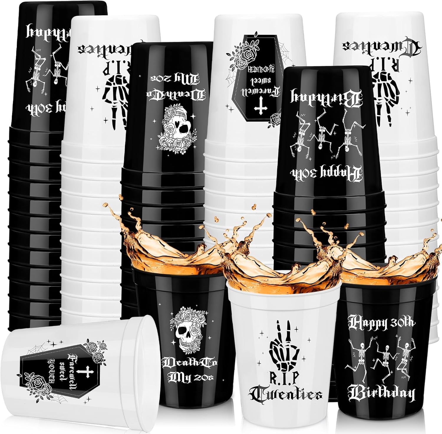 Zaoz 24 Pcs Gothic Death to My 20s Party Reusable 16 oz Thick Plastic ...