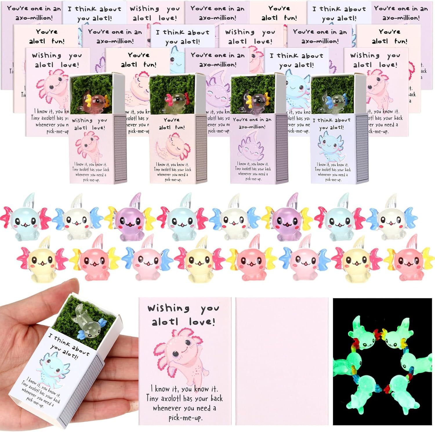 Zaoz 24 Sets Axolotl Inspirational Cards for Student Emotional Support ...