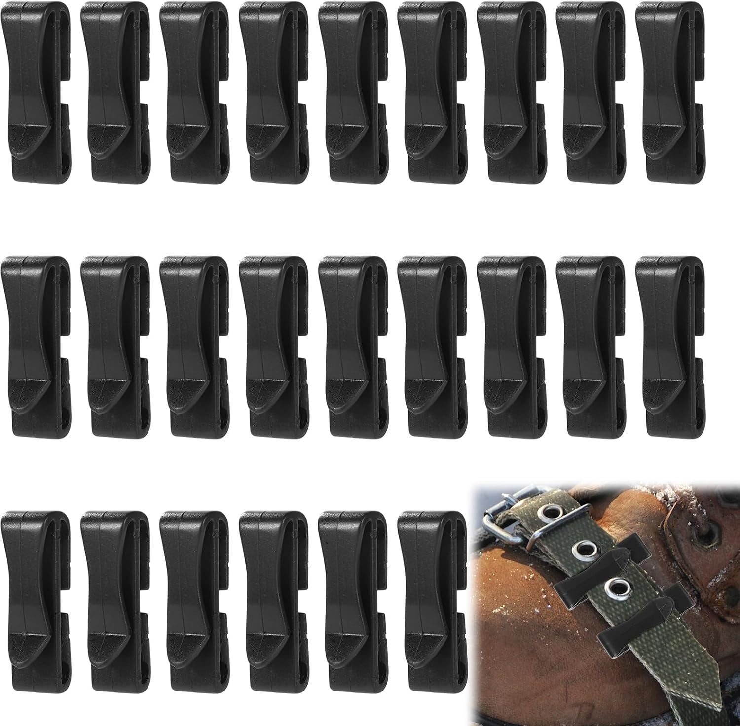 Zaoz 24pcs Snowshoe Strap Clips, Plastic Webbing Ending Clip ...