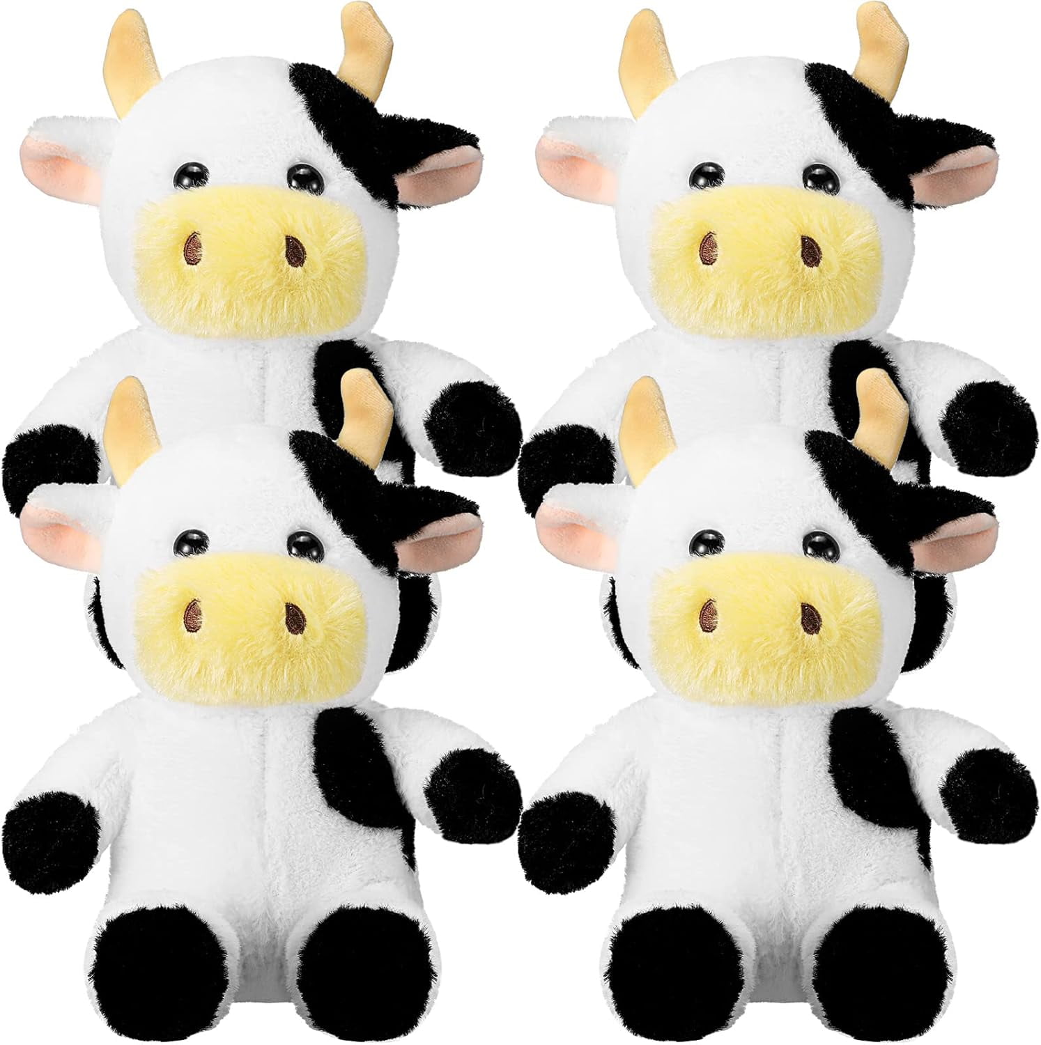Zaoz 4 Pcs Cows Stuffed Animal Bulk 9.8'' Cow Plush Toy Dolls Party ...