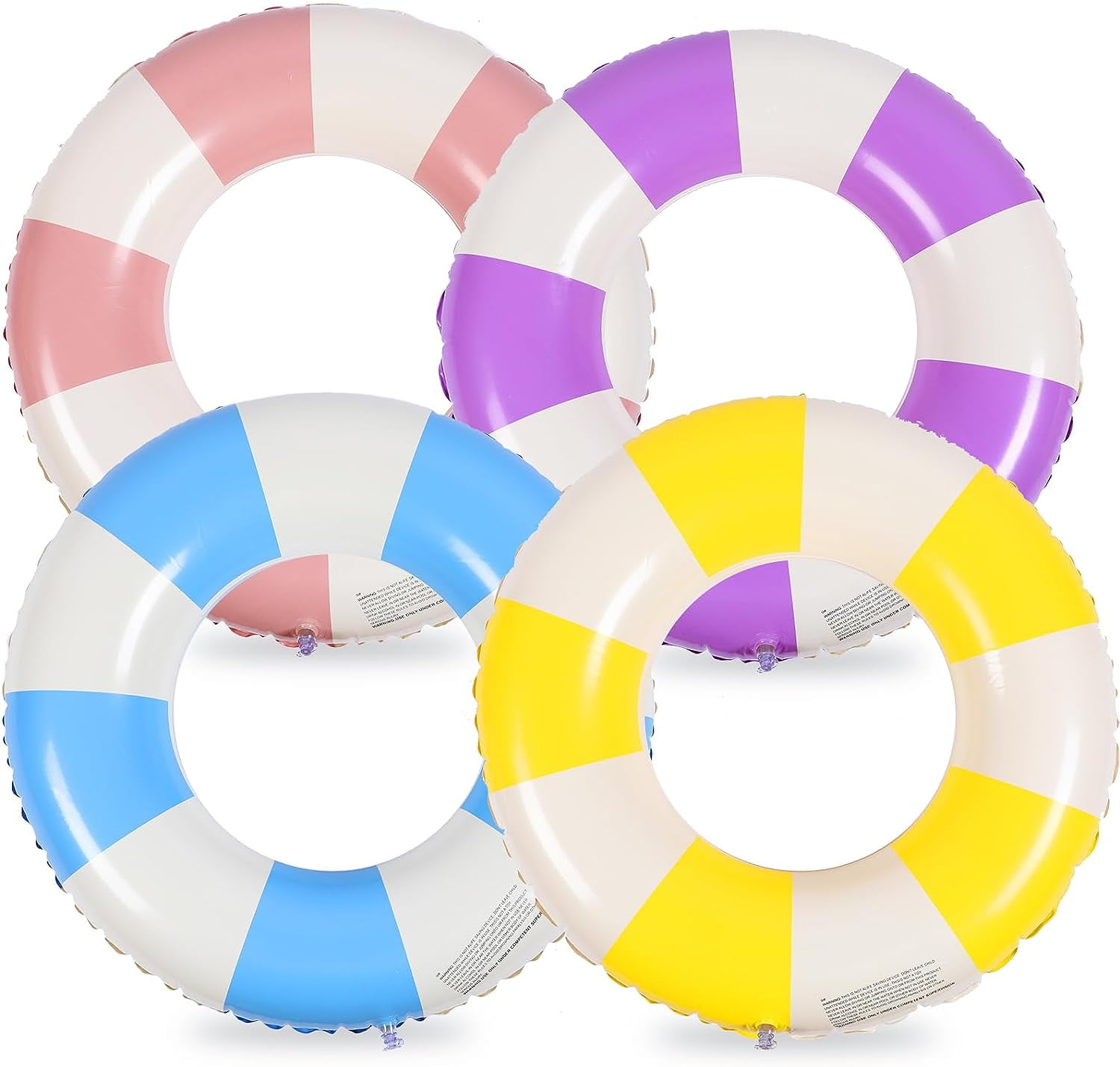 Zaoz 4 Pcs Pool Tubes with Fun Prints Inflatable Floats Swimming Toys ...