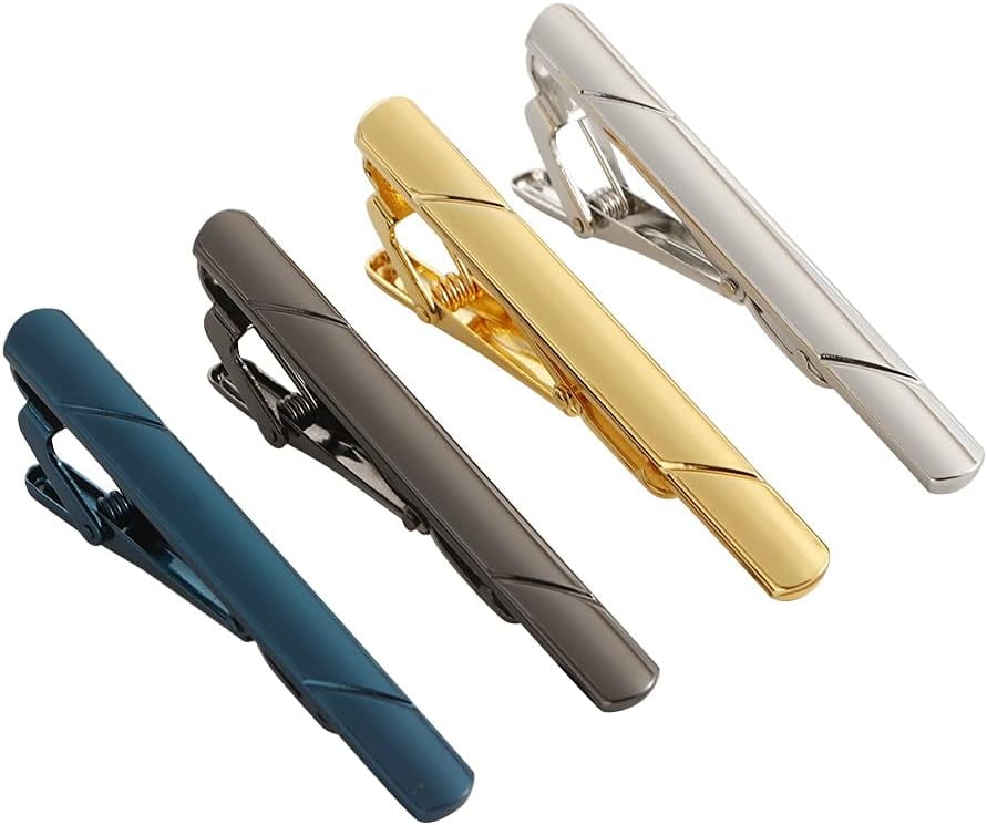 Zaoz 4Pcs Tie Clips for Men,Stainless Steel Necktie Tie Bar Pinch Clips ...
