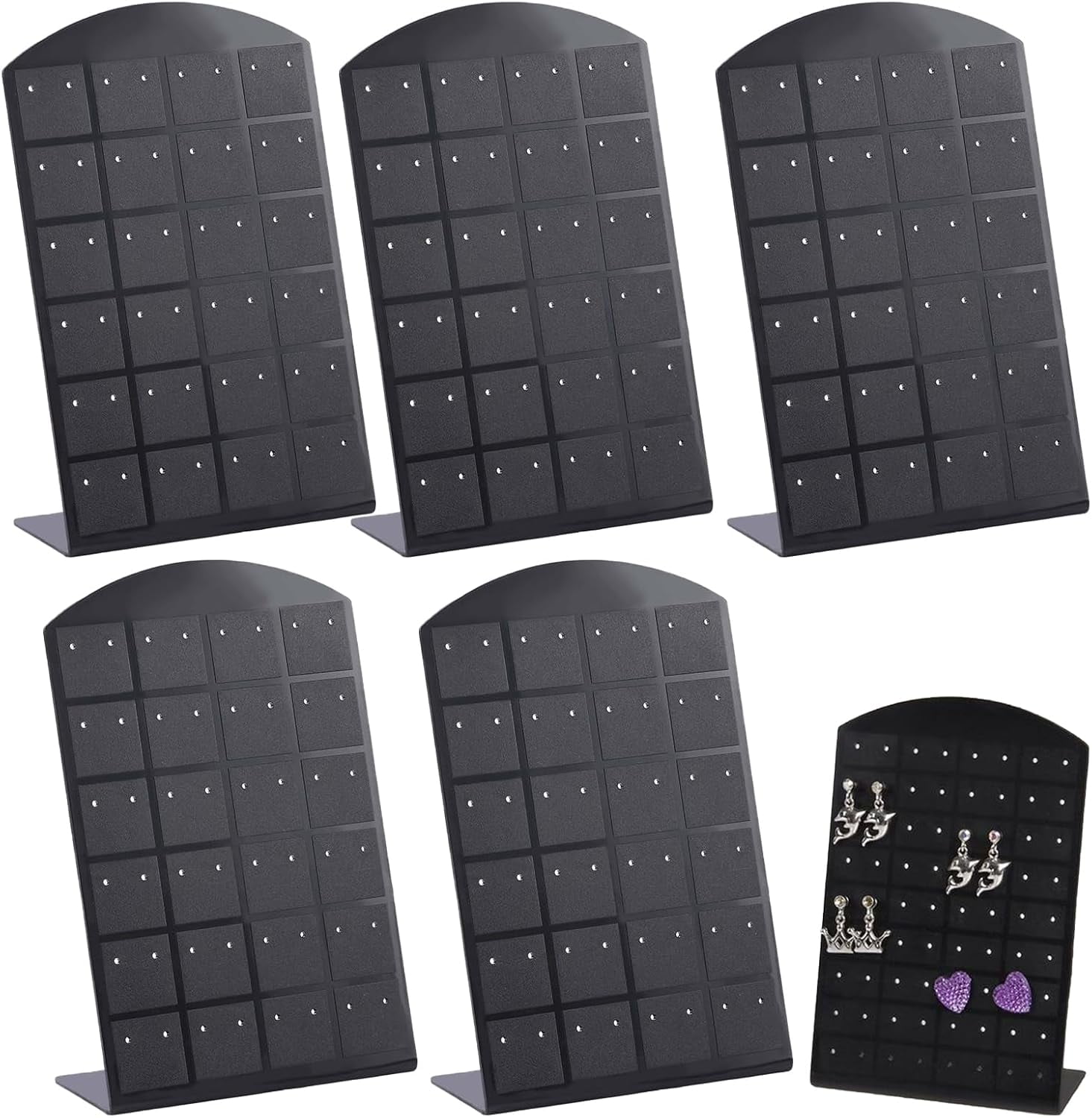 Zaoz 5 Pack Earring Holder, 72 Holes L-shape Plastic Ear Stud Earring ...