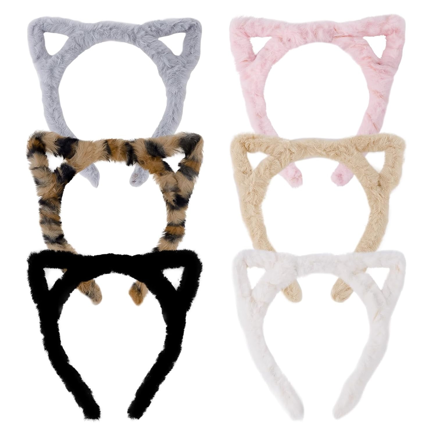 Zaoz 6 Pack Leopard Cat Ears Headbands for Women, Animal Ears Headband ...