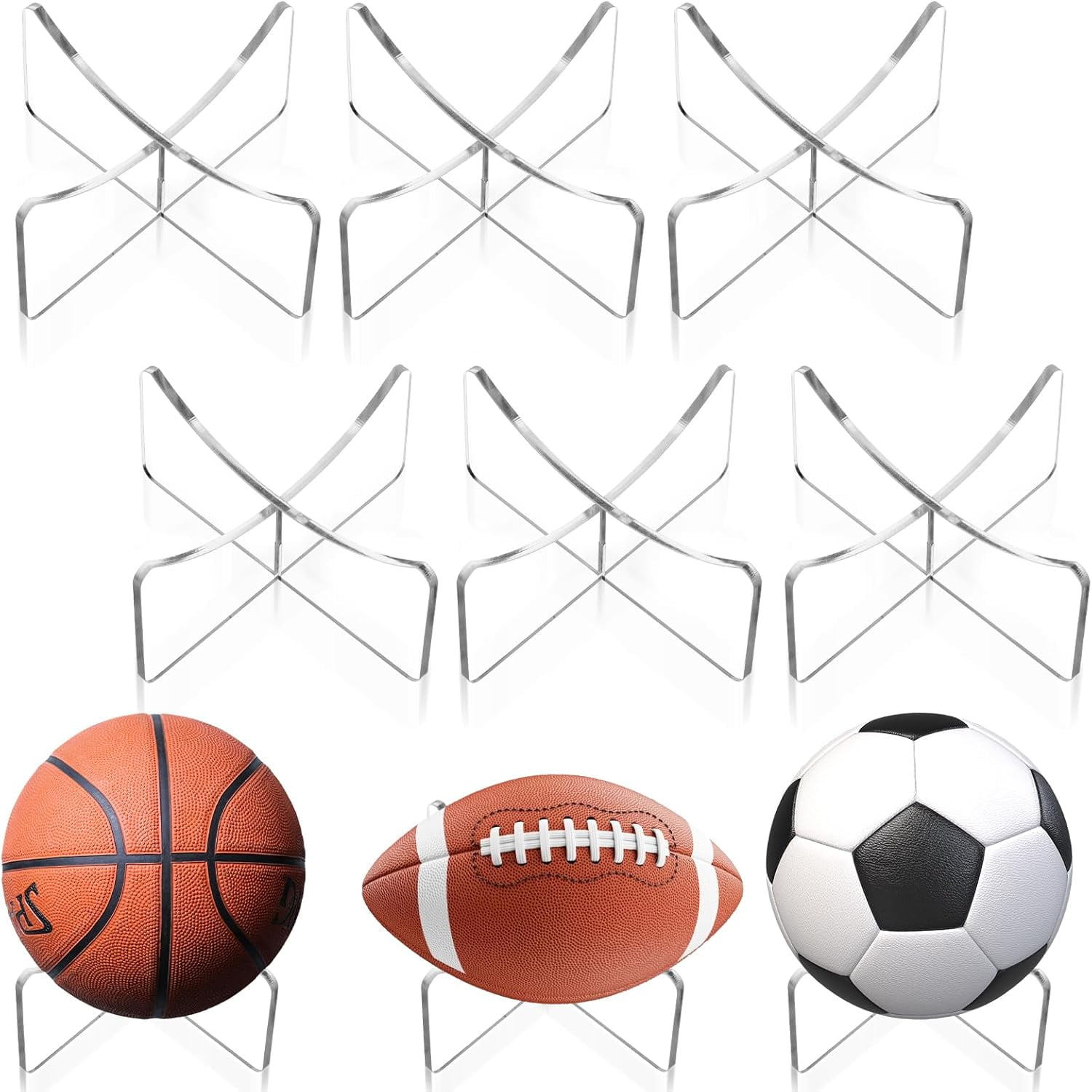 Zaoz 6 Pcs Basketball Stand Acrylic Basketball Holder Football Stand ...