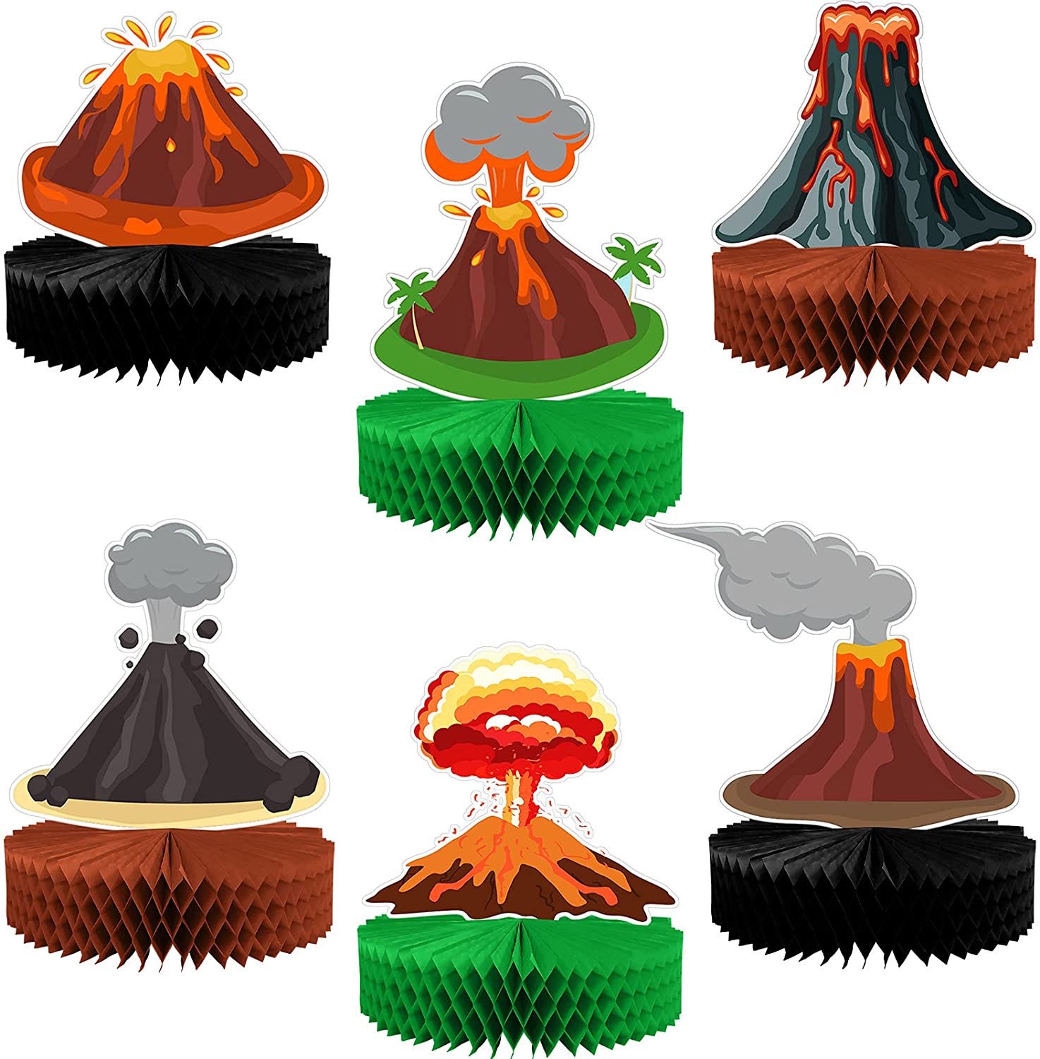 Zaoz 6 Pieces Volcano Centerpieces Volcano Favor Dinosaur Party ...