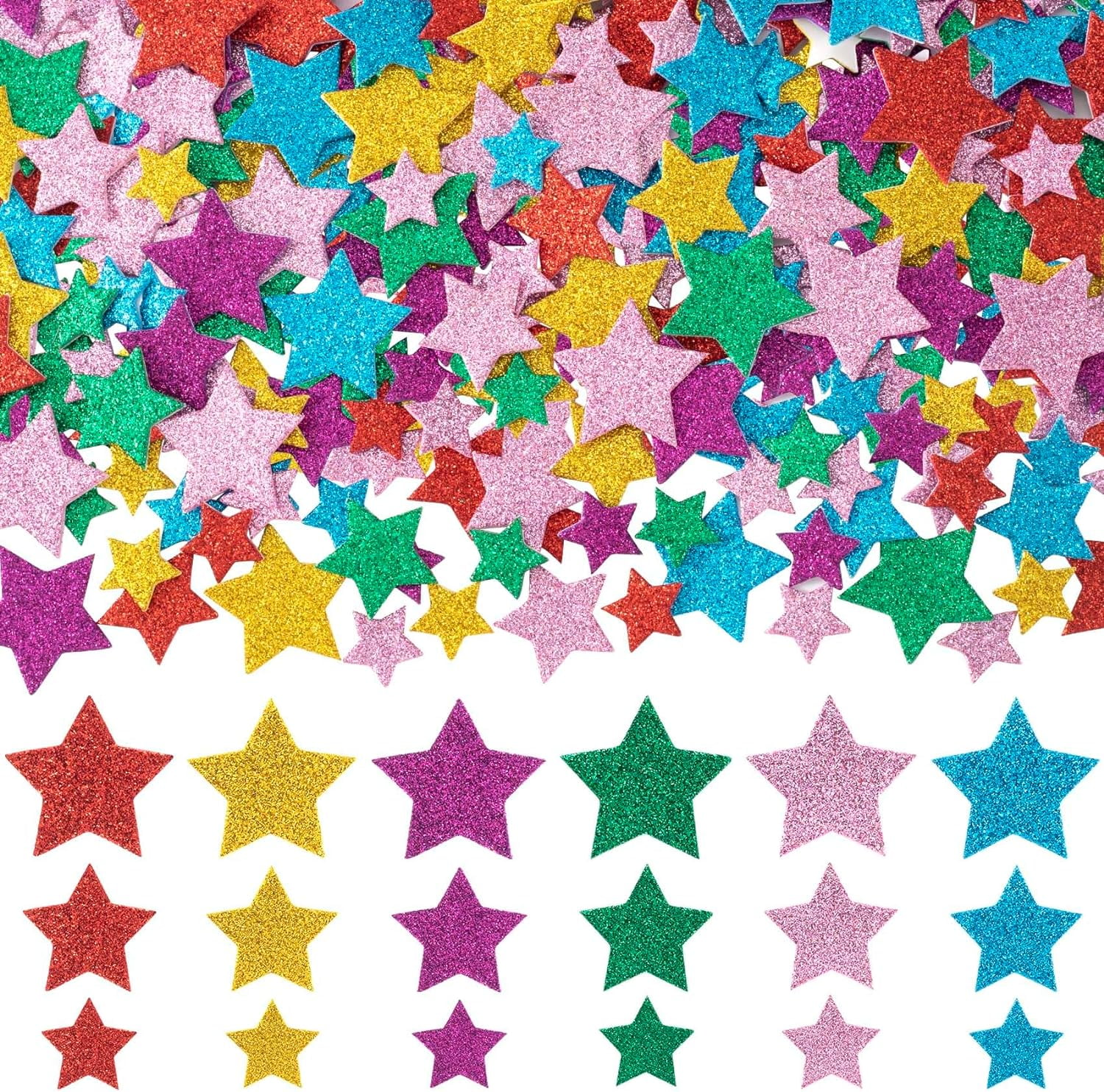 Zaoz 630Pcs Glitter Foam Star Stickers for Kids, Self Adhesive Small ...