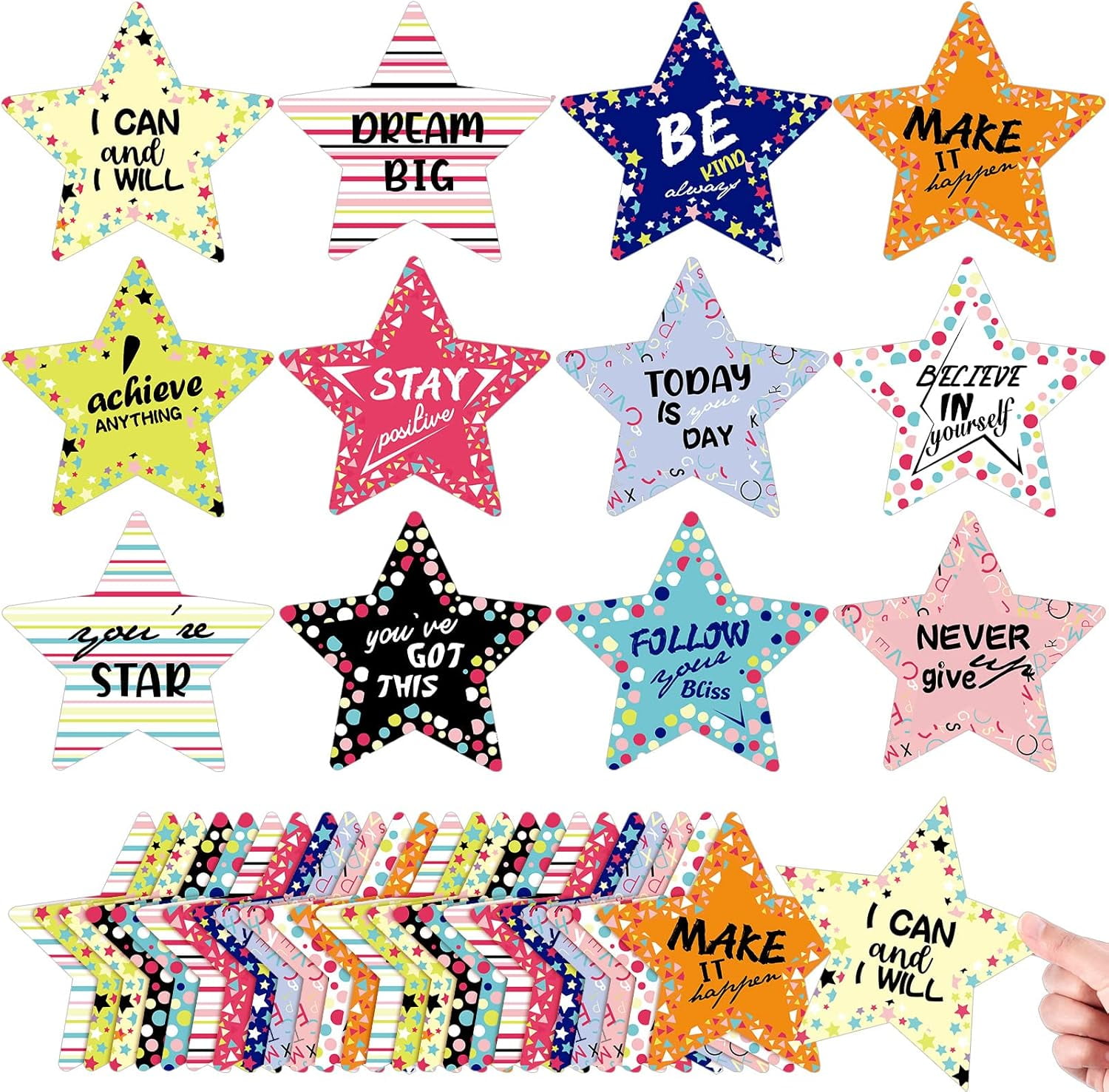 Zaoz 72 Pieces Classroom Bulletin Board Decorations Stars Cutouts ...