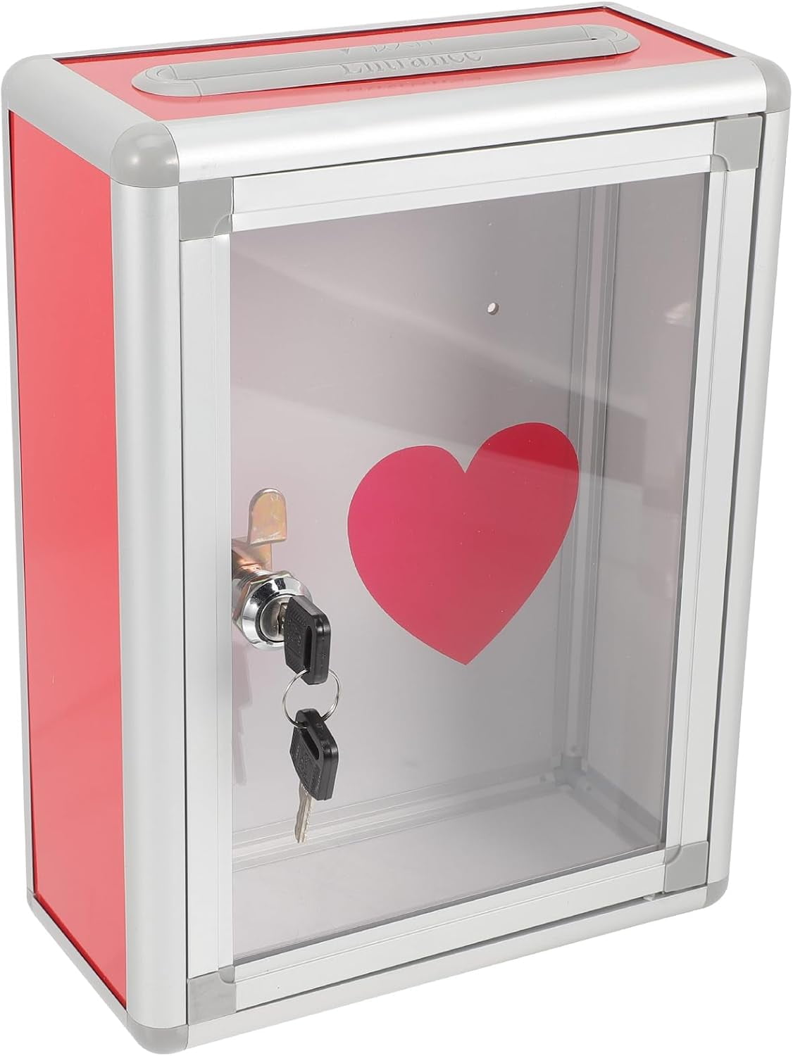 Zaoz Clear Donation Box with Lock Box Raffle Drum Letter Storage Case ...