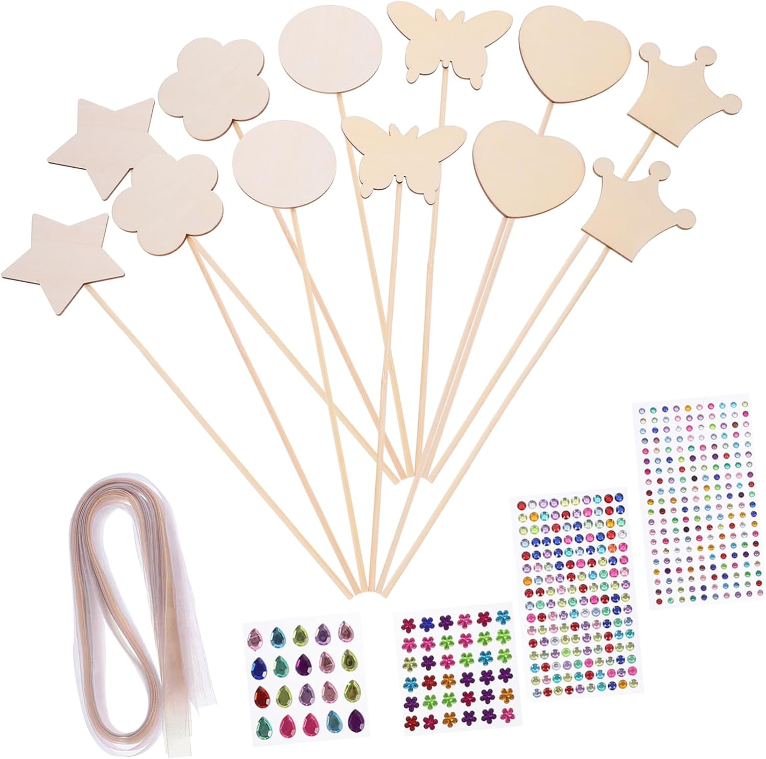 Zaoz DIY Fairy Wand Kit Unfinished Wooden Craft Stick Fair Wand for ...