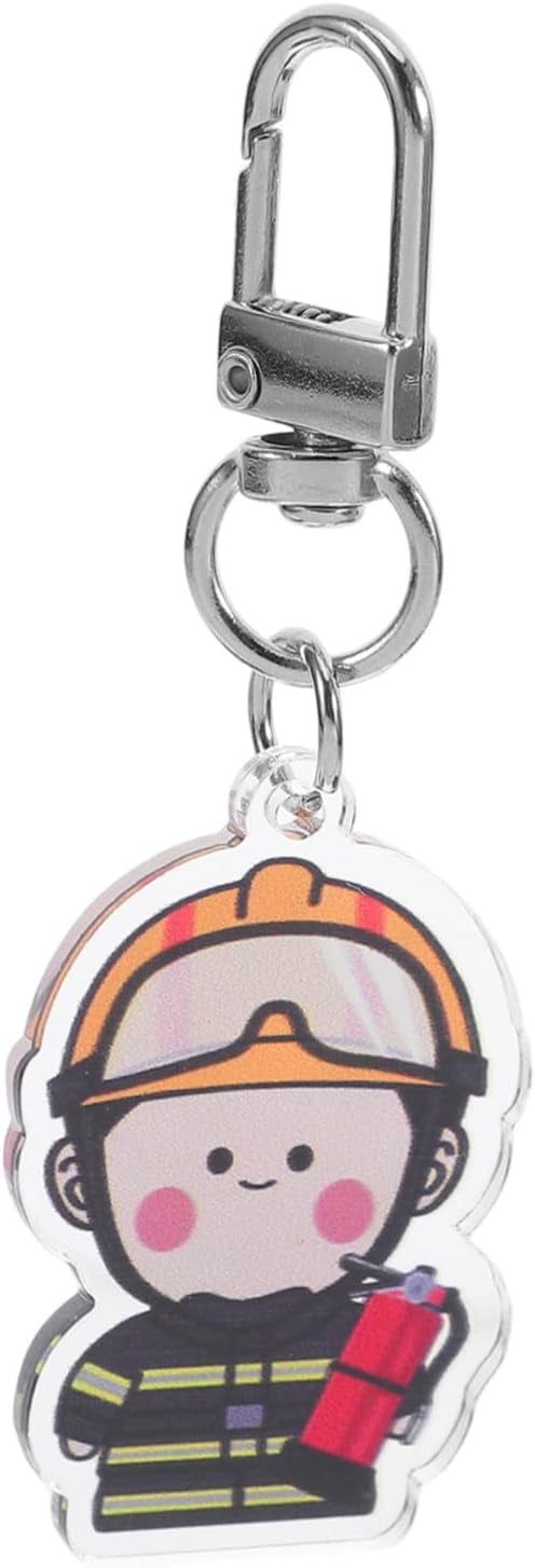 Zaoz Firefighter Key Ring Cartoon Fireman Keychain Pendant for Backpack ...