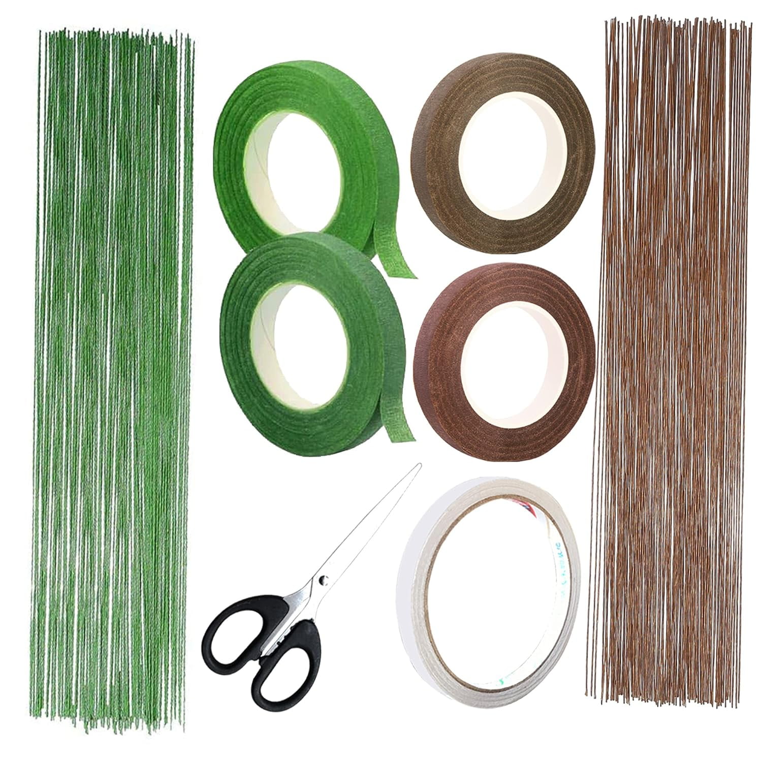 Zaoz Floral Arrangement Tools Kit, 26 Gauge Green and Dark Brown Floral ...