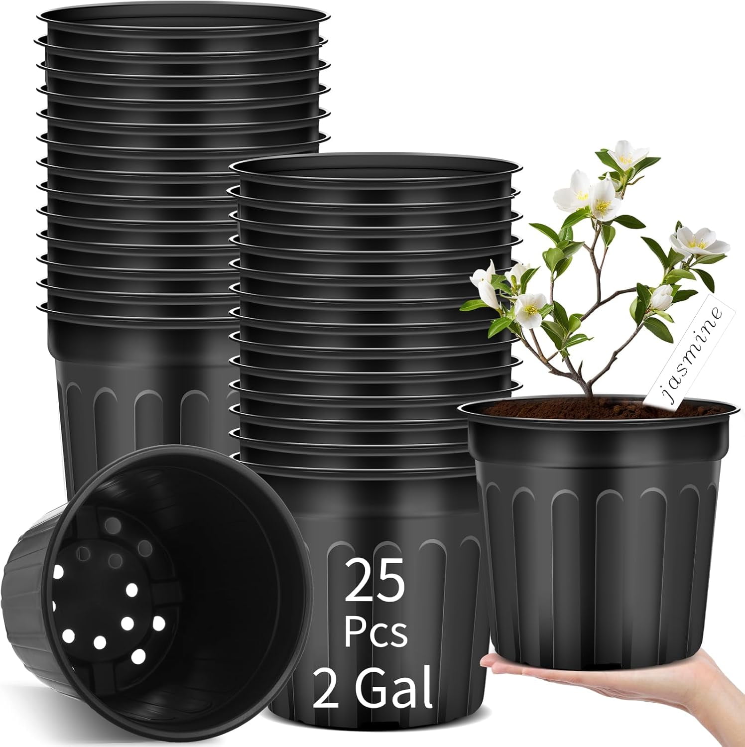 Zaoz Gallon Plant Nursery Pots Bulk Plastic Planter Flexible Flower ...