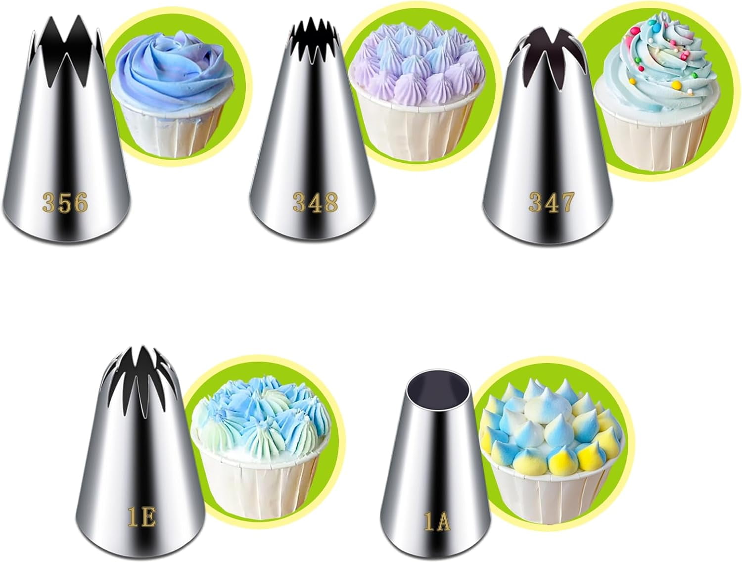 Zaoz Large Piping Tips Set, Stainless Steel Frosting Piping Kit, 5 ...